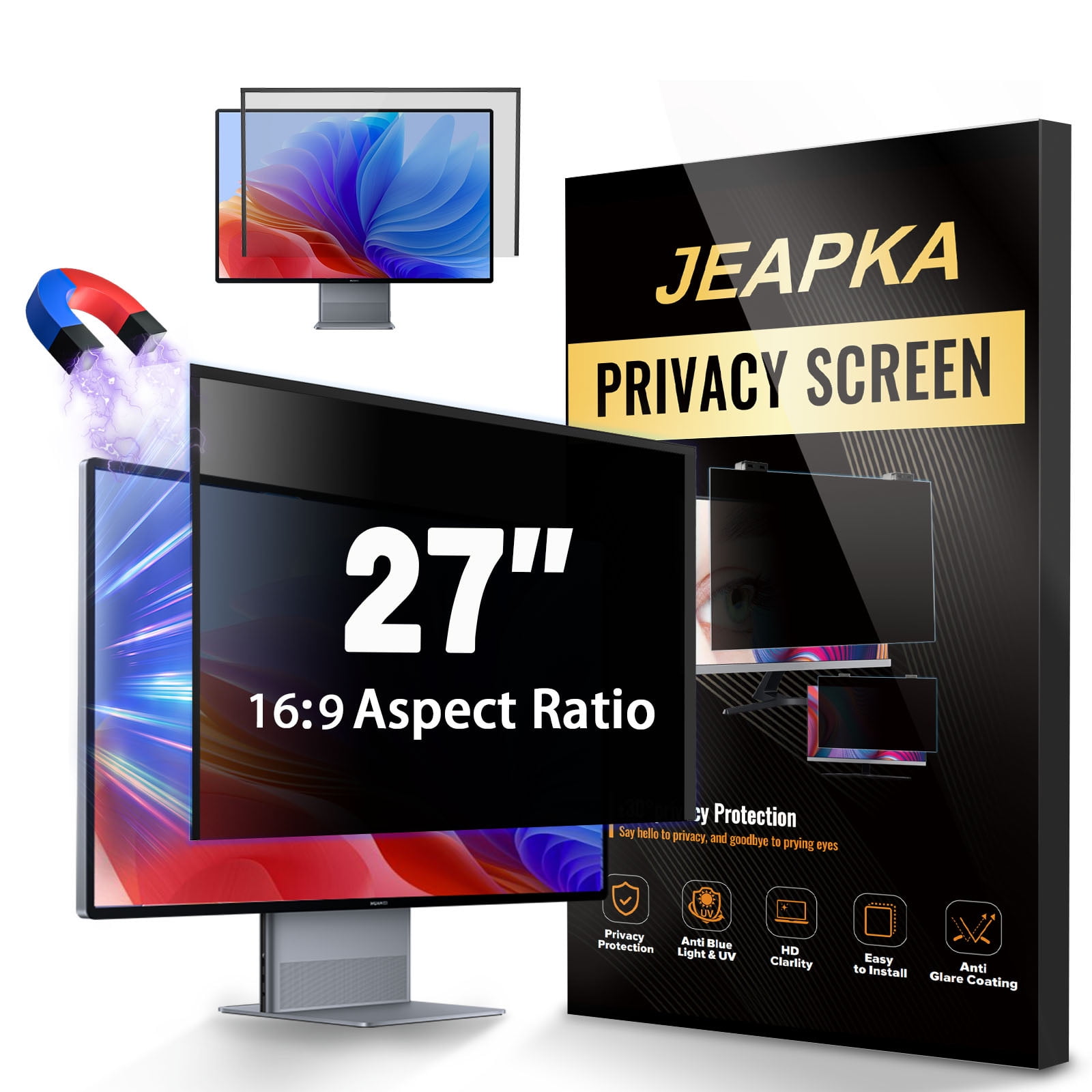 Magnetic Computer Privacy Screen 27 inch, Removable Privacy Screen ...