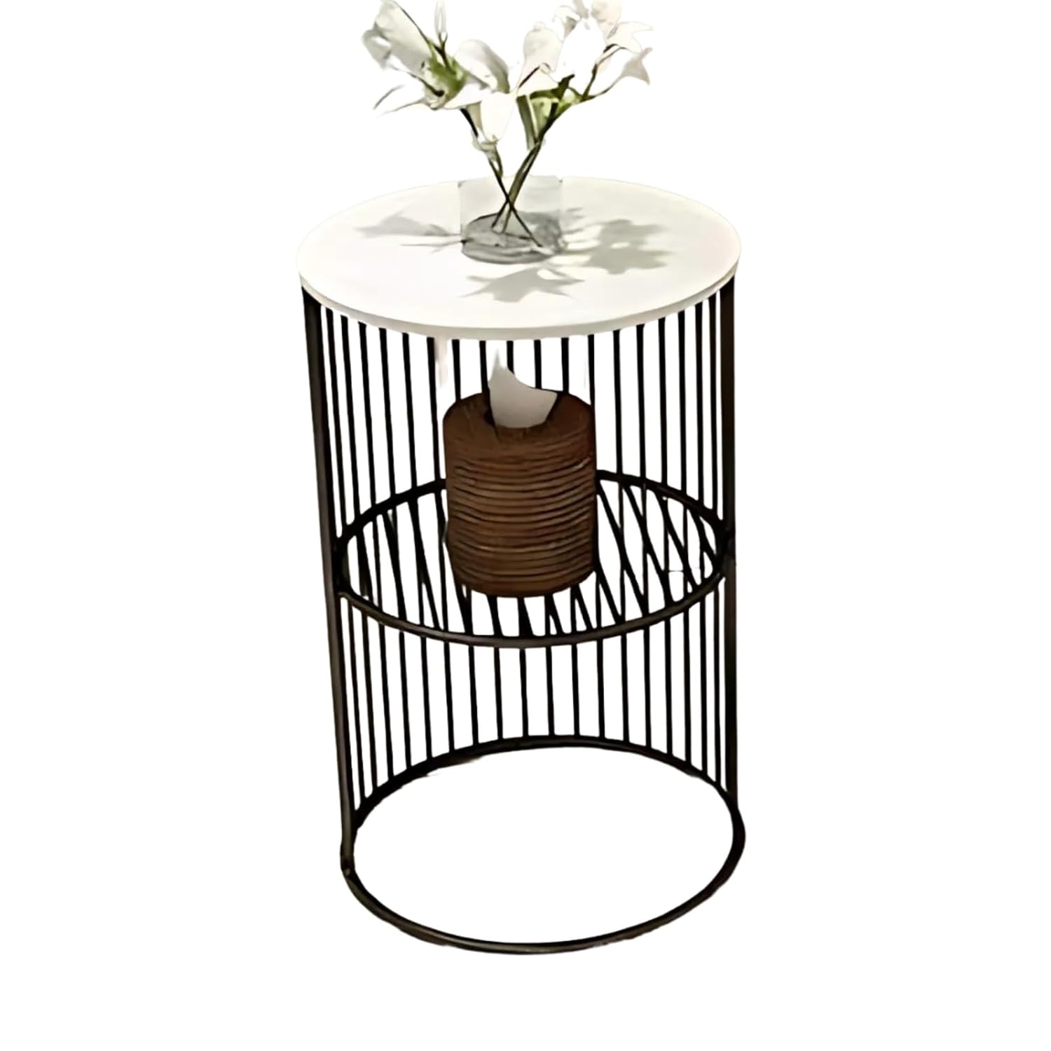 Magnetic Crafts 2Tier Round Side Table Sturdy Metal Legs Modern Coffee ...