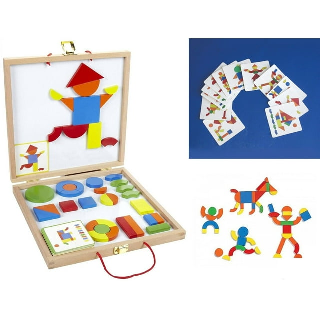 TSF TOYS Magnetic Creation Station- Wooden Pattern Blocks Set ...
