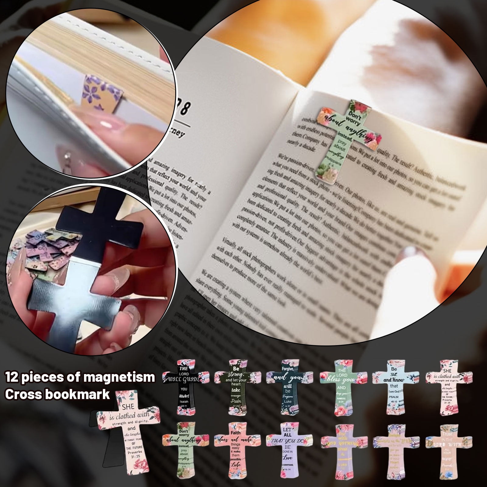 Magnetic Cross Bookmark with Inspirational Quotes - Cute Reading Gift ...