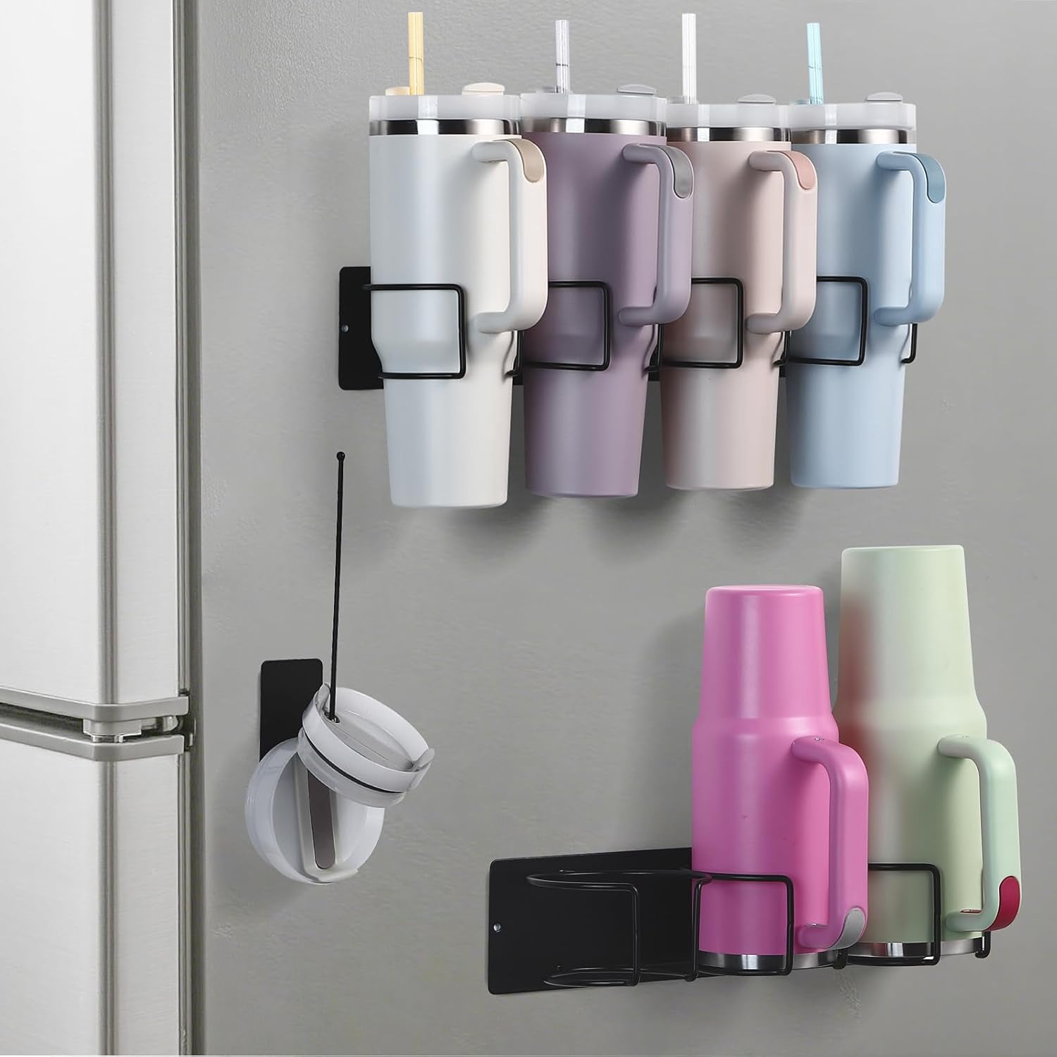 Magnetic Cup Holder for Stanley Cup 40 oz,2 Pack Water Bottle Organizer ...