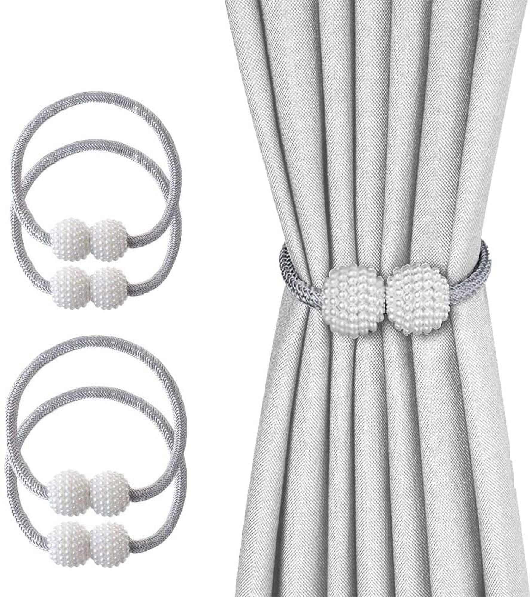 Magnetic Curtain Tiebacks 4 Pack, Pearl Ball Home Curtain Buckle, The ...
