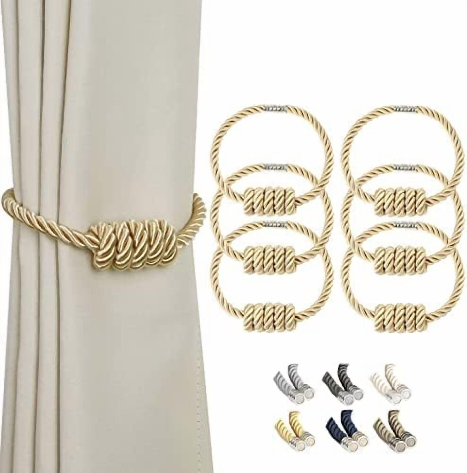 Magnetic Curtain Tiebacks, Decorative Drapery Holdbacks Modern Woven ...