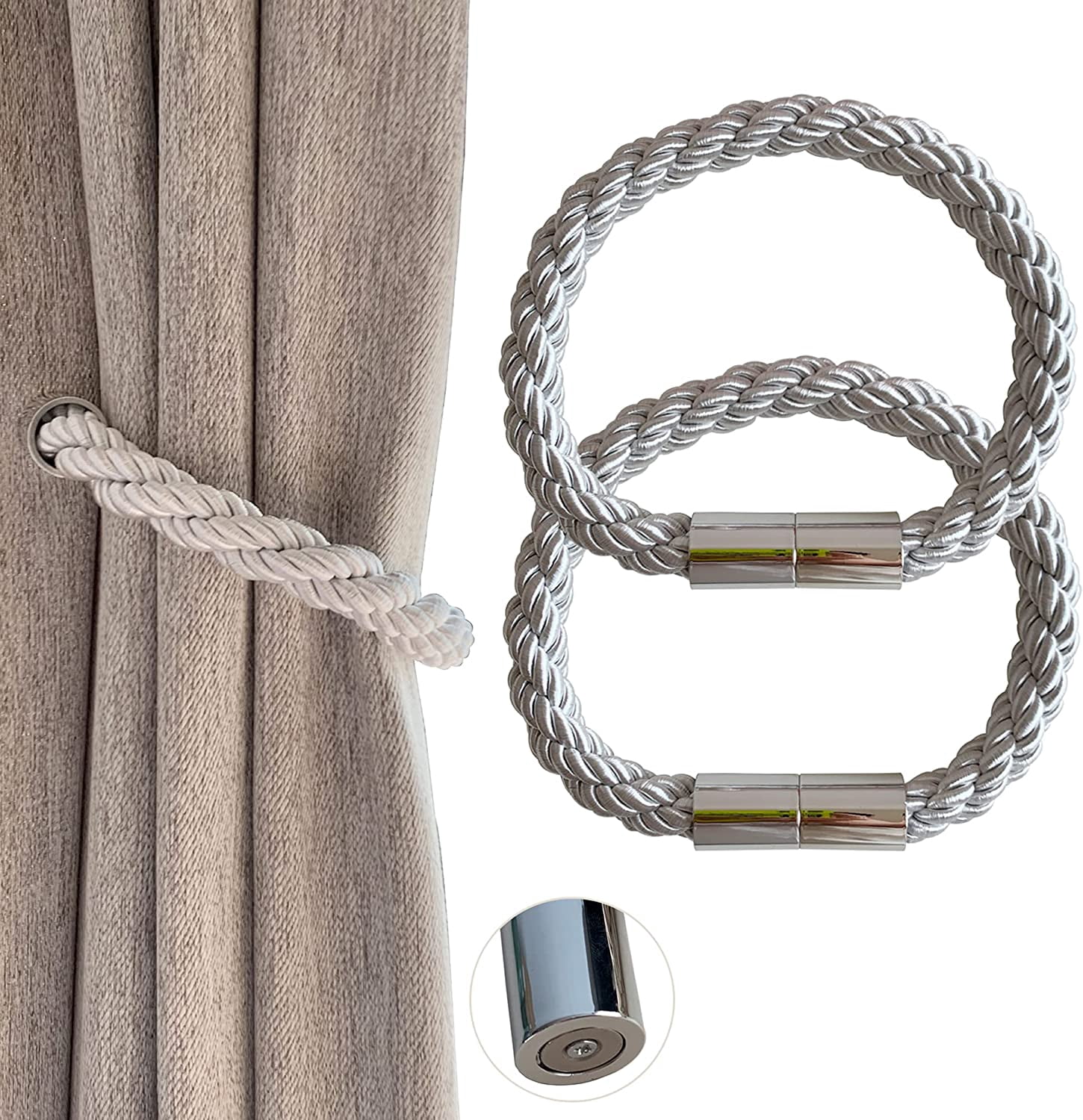 Magnetic Curtain Tiebacks Decorative Window Drapery Holdbacks, 2 Pack ...