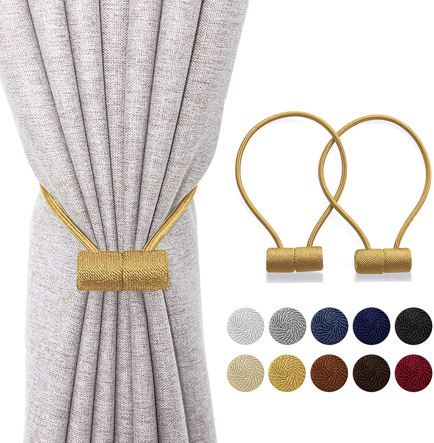 Magnetic Curtain Tiebacks -Drapery Tiebacks, Upgraded 16 Inch Modern ...