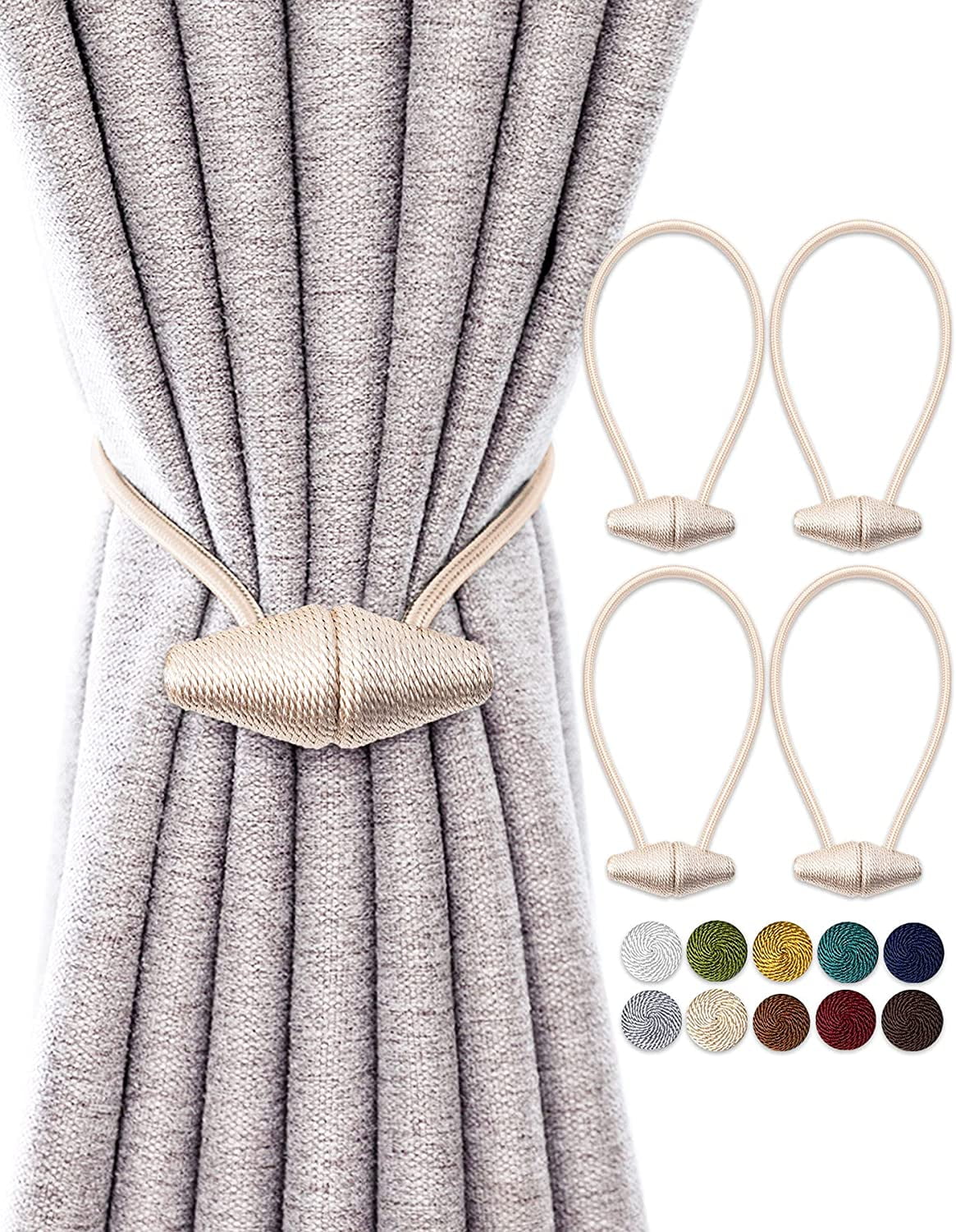 Magnetic Curtain Tiebacks with Upgrade Larger Magnet, 4 Pack 16 Inch ...