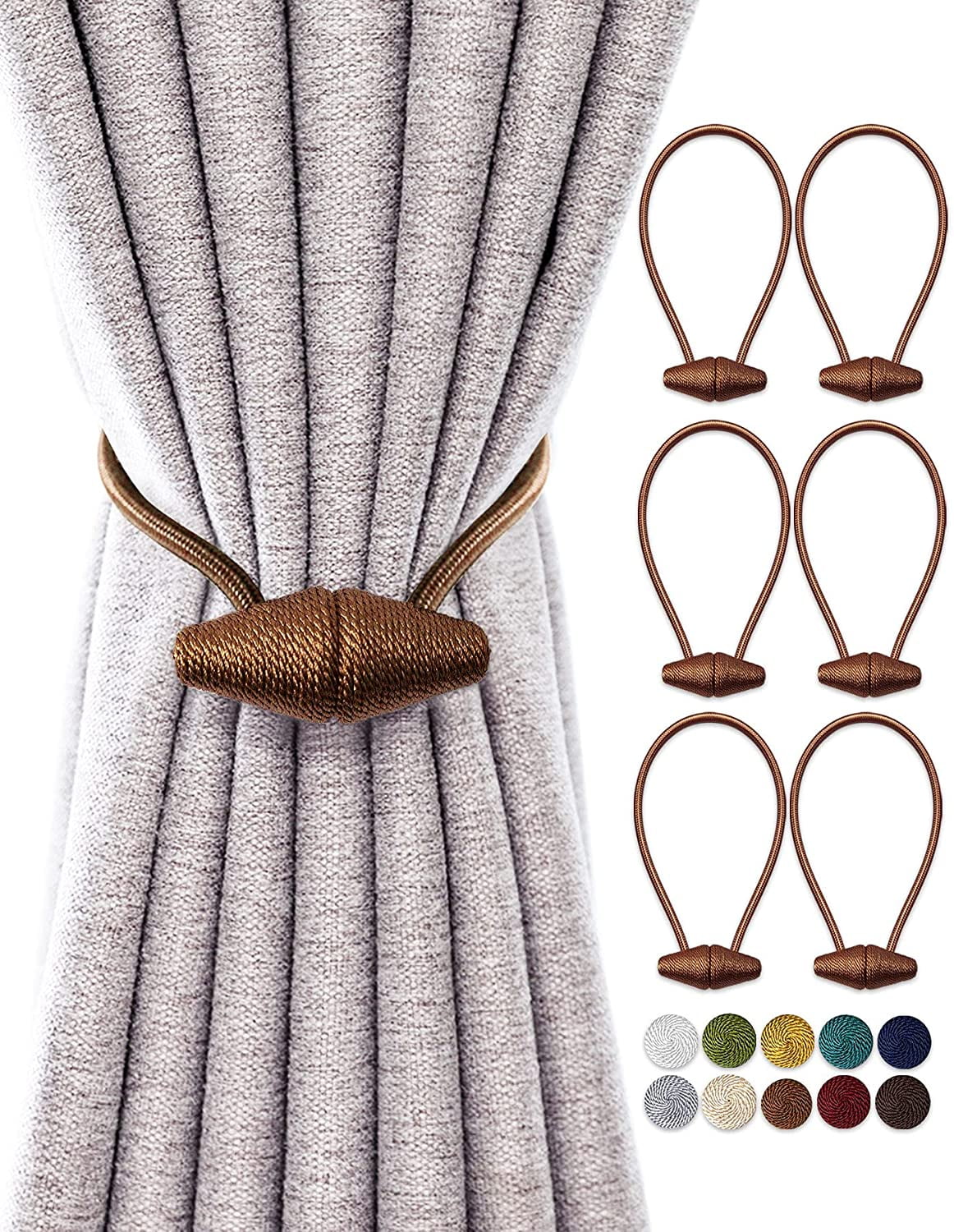 Magnetic Curtain Tiebacks with Upgrade Larger Magnet, 6 Pack 16 Inch ...