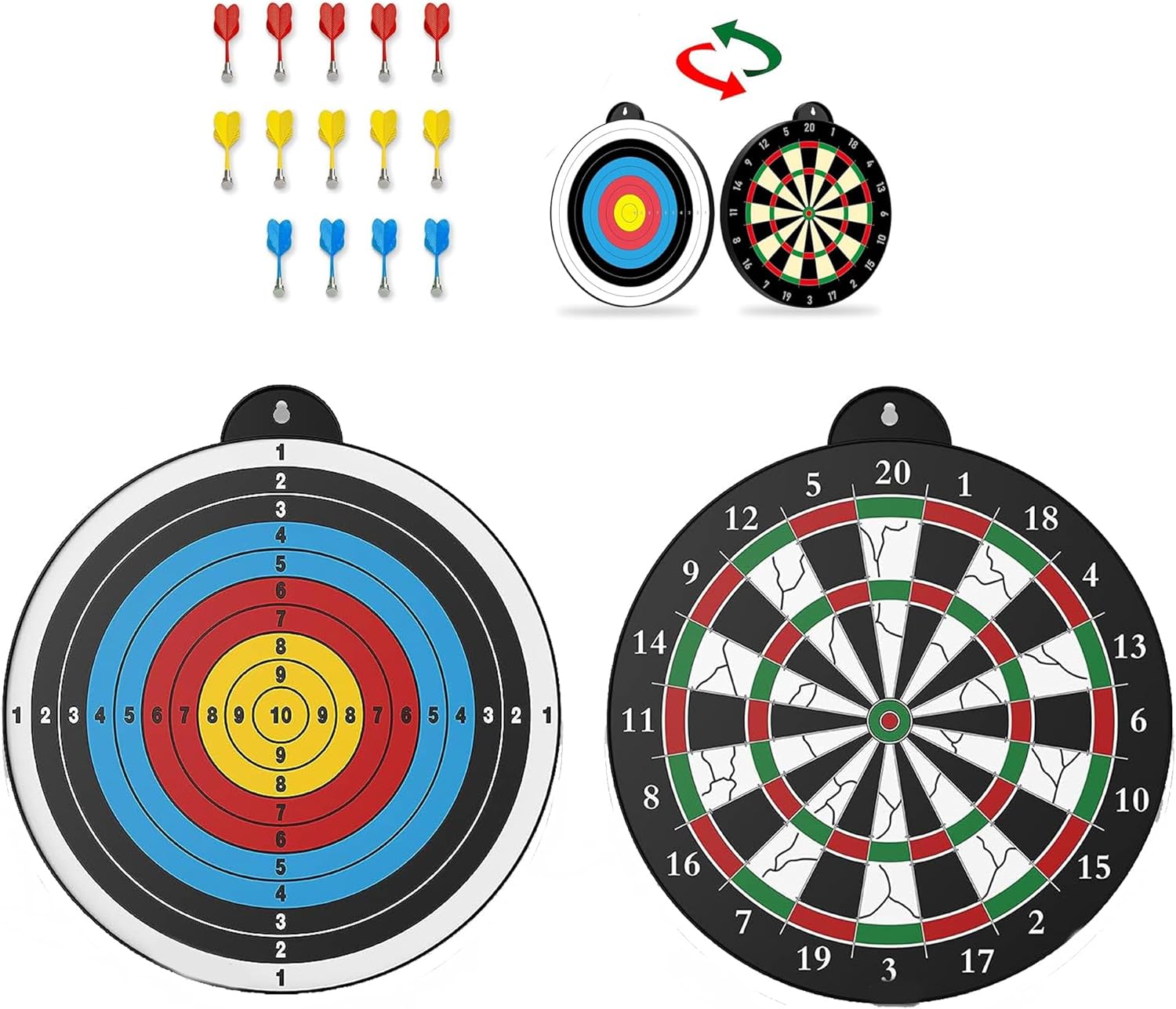 Magnetic Dart Board 18 inch with 14 Pcs Magnetic Darts Reversible ...