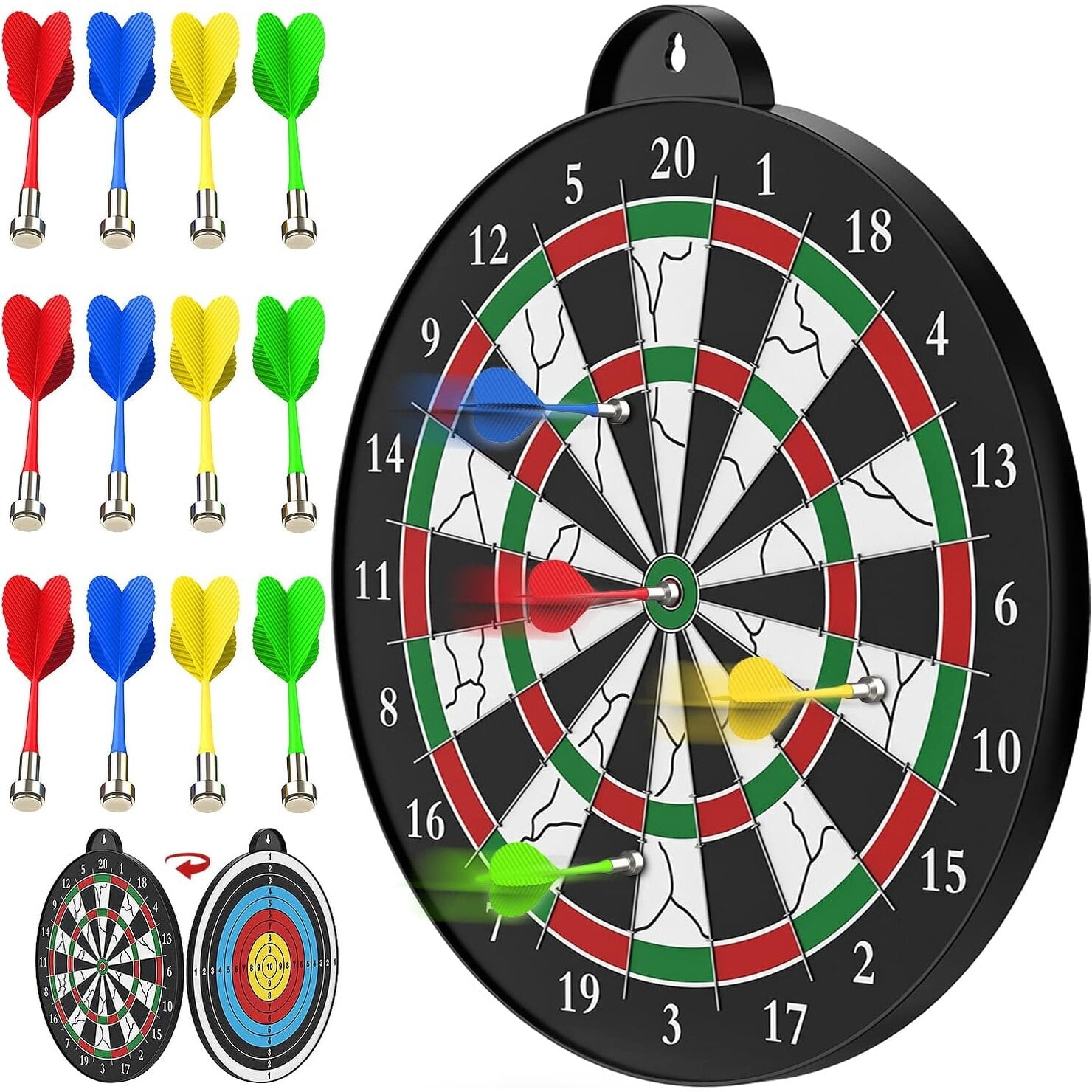 Magnetic Dart Board Double Side with 12 Darts - Walmart.com
