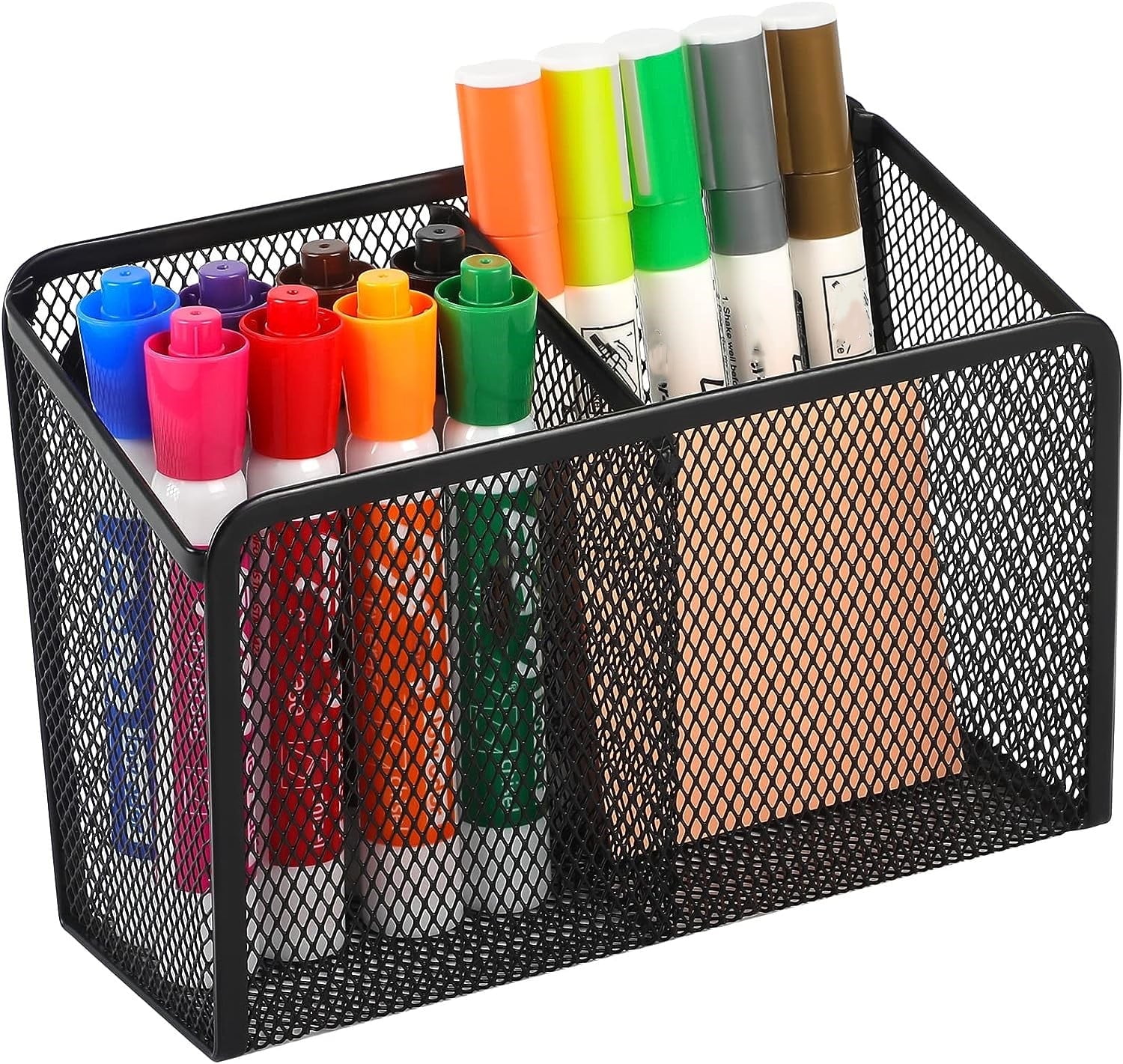 Magnetic Desk Organizer, Metal Mesh Pen Cup Holder Office Supplies ...