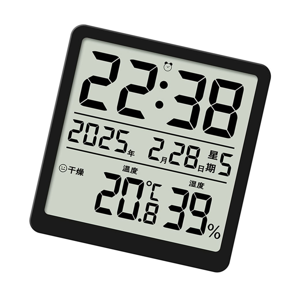 Magnetic Digital Alarm Clock with Date Time Temperature Humidity LCD ...