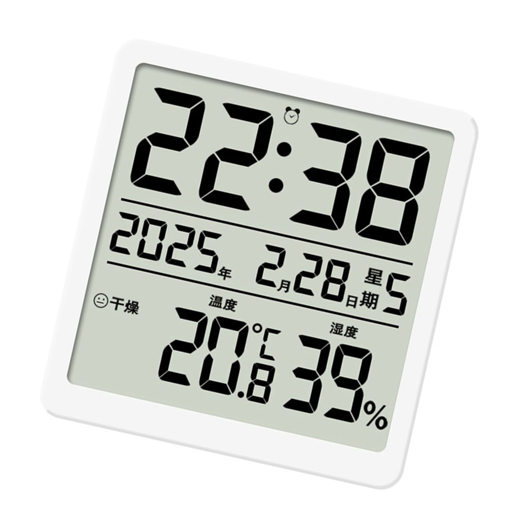 Magnetic Digital Alarm Clock with Date Time Temperature Humidity LCD ...