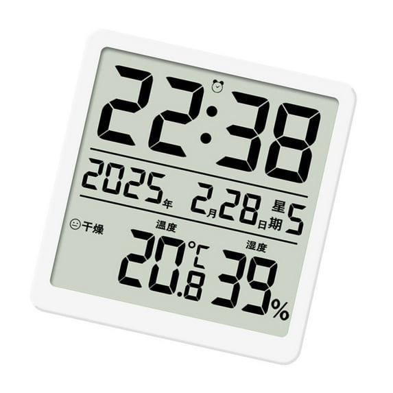 Magnetic Digital Alarm Clock with Date Time Temperature Humidity LCD ...