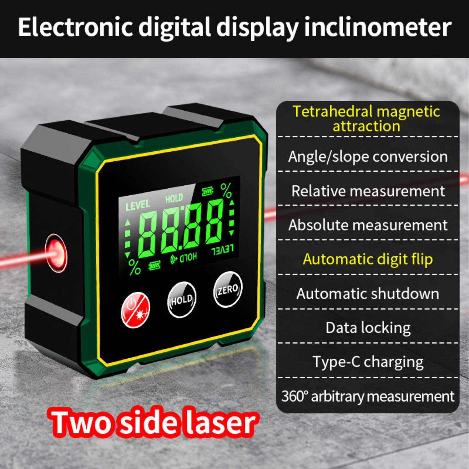 Magnetic Digital Angle Finder With Electronic Laser Gauge Protractor ...