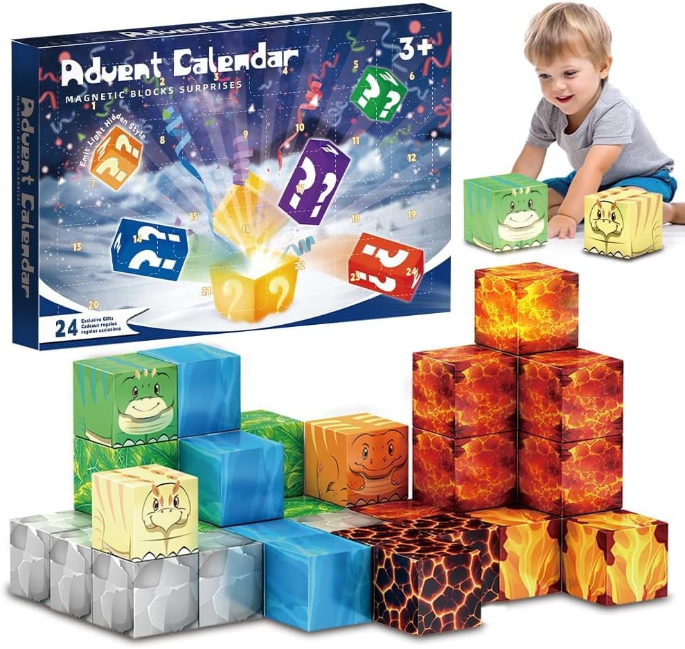 Magnetic Dinosaur Building Blocks Set, Magnet Cube Construction Toy for ...