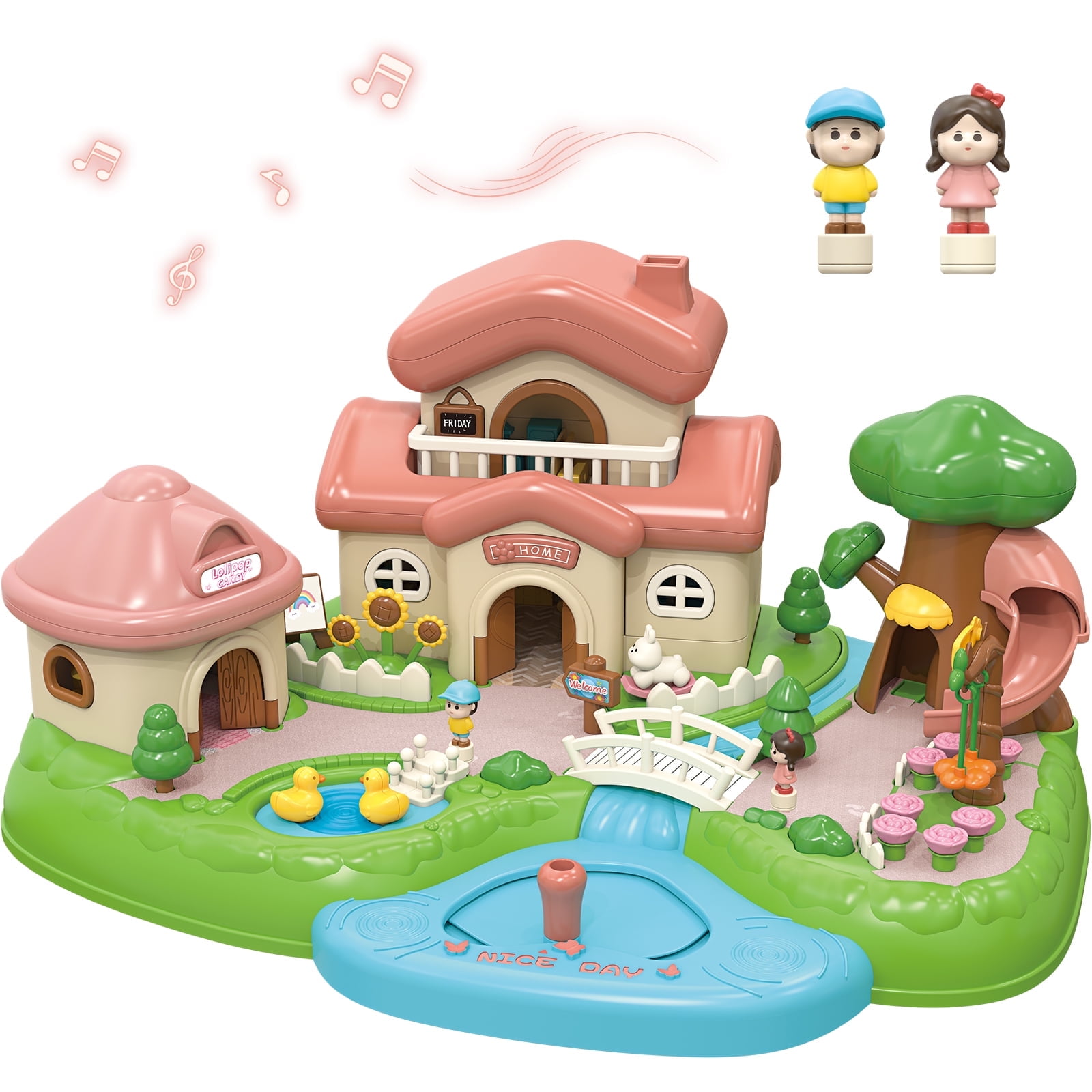 Magnetic Dollhouse Playset, Magnetic Adsorption Garden Castle Play ...