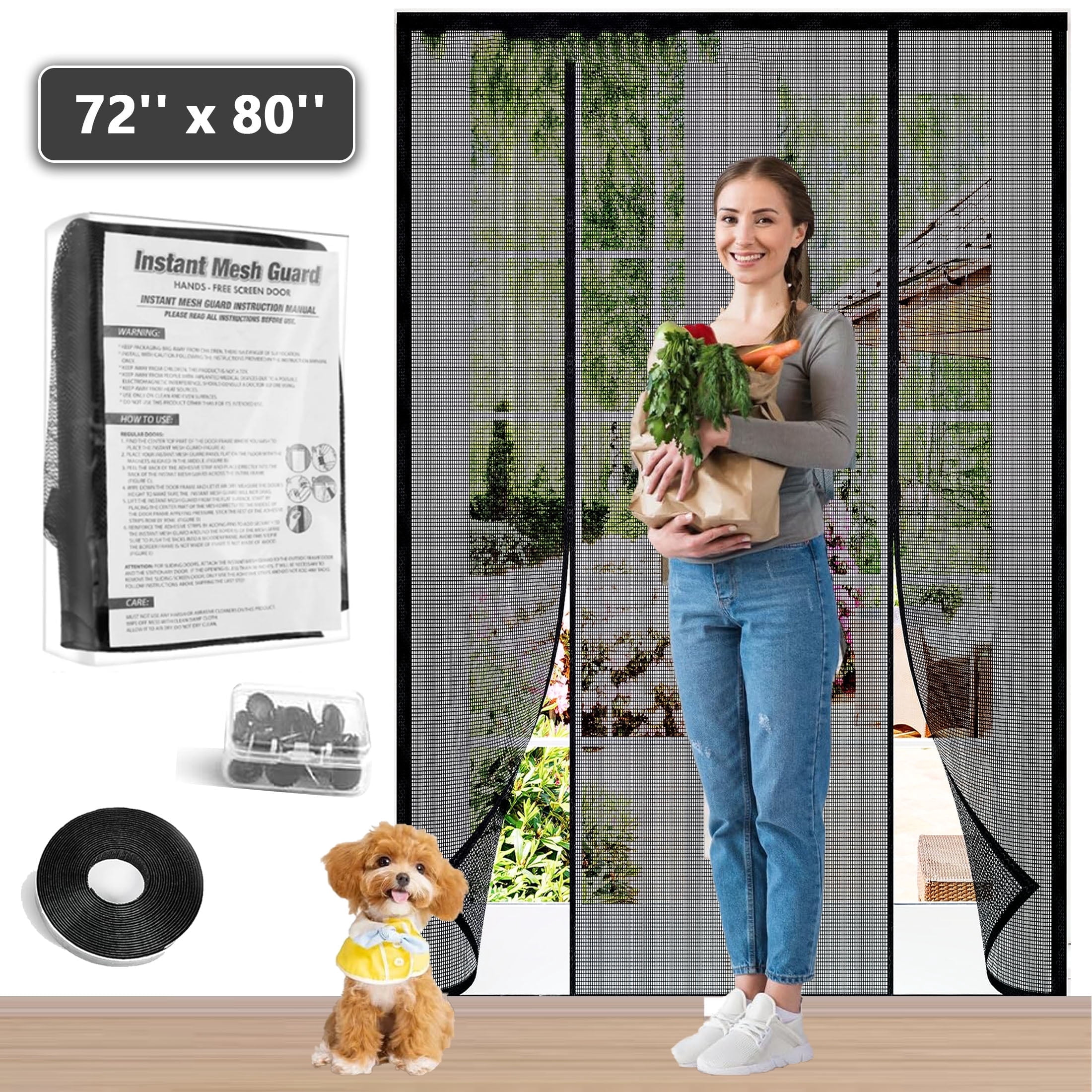 Magnetic Door Cover,Easy Install Mosquito Door Screen Closure,Self ...