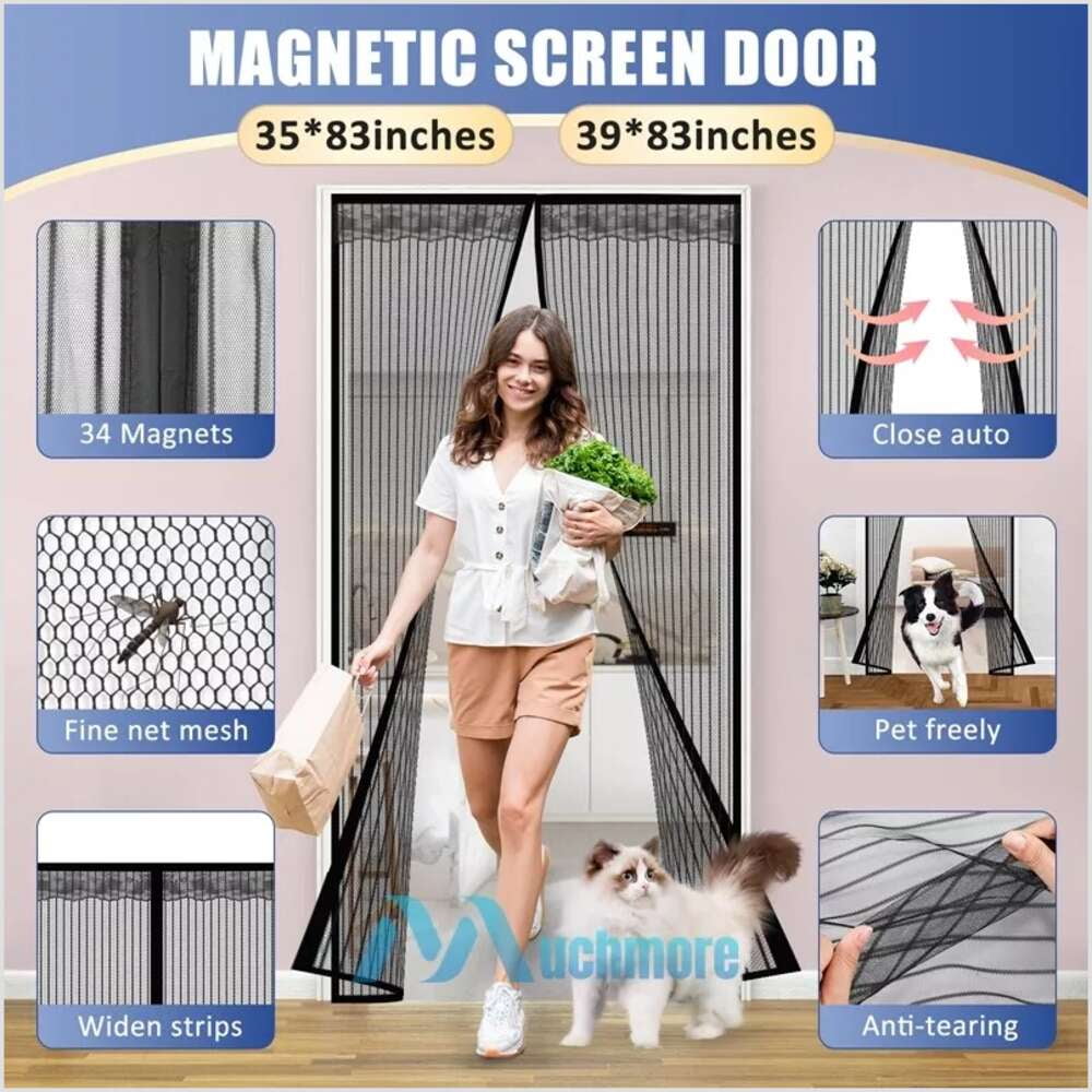 Magnetic Door Screen Heavy Duty Hands- Mosquito Mesh Anti Bugs Fly ...