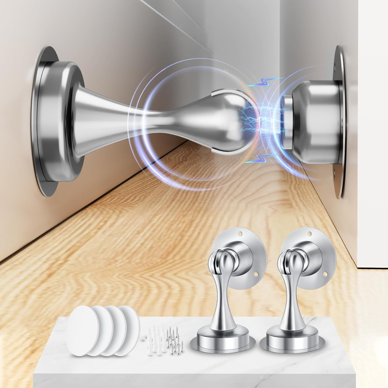Magnetic Door Stopper - 2 Pack - Stainless Steel Door Stoppers for Bottom of Door| Magnetic Door ...