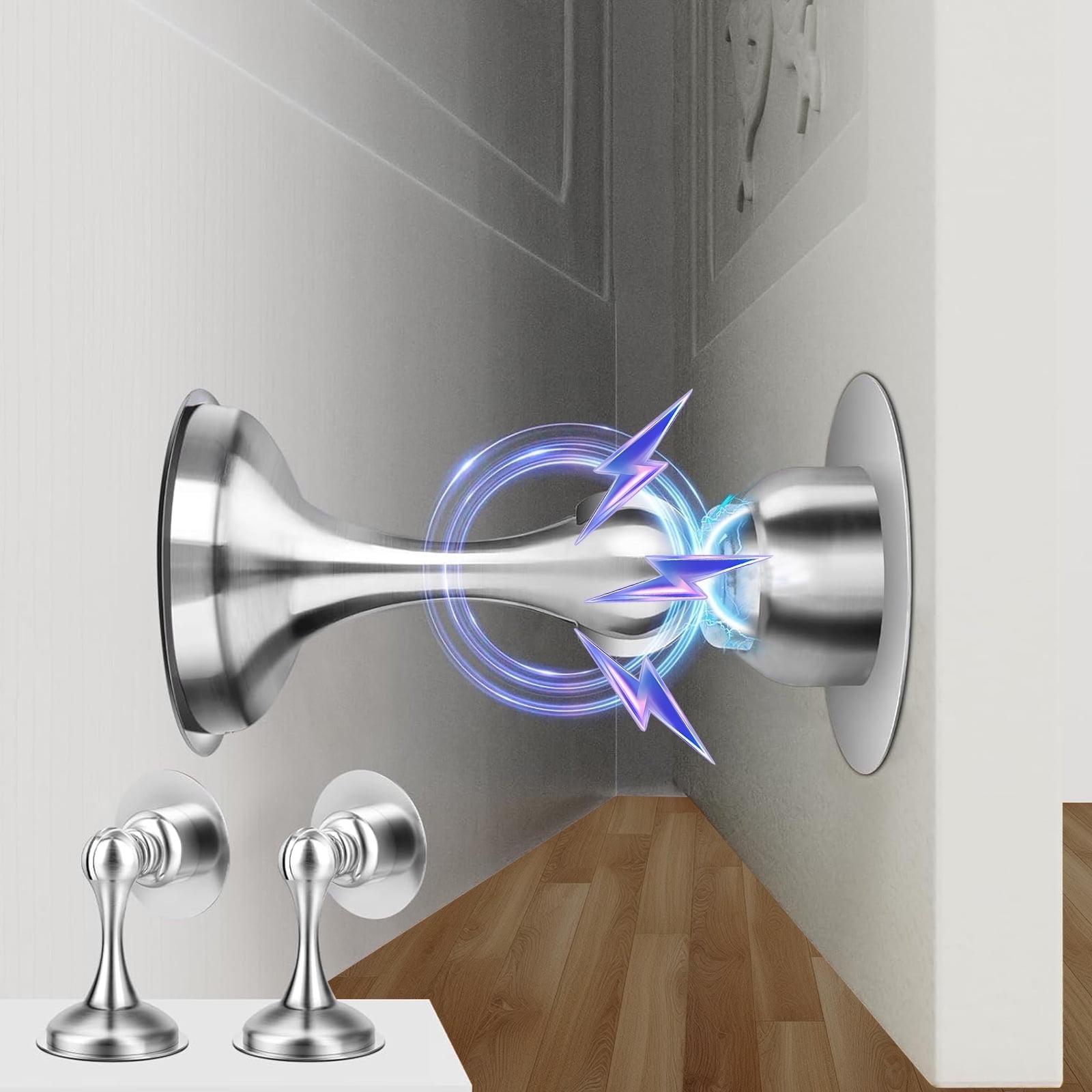 Magnetic Door Stoppers 2 Pack, Heavy Duty Stainless Steel No Drill Door ...