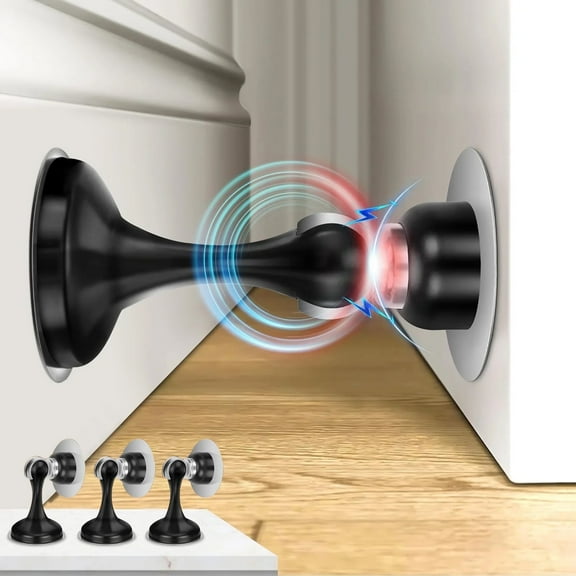 2PCS Matte Black Door Stoppers for Wall - 4.33 Inch Spring Door Stop ...