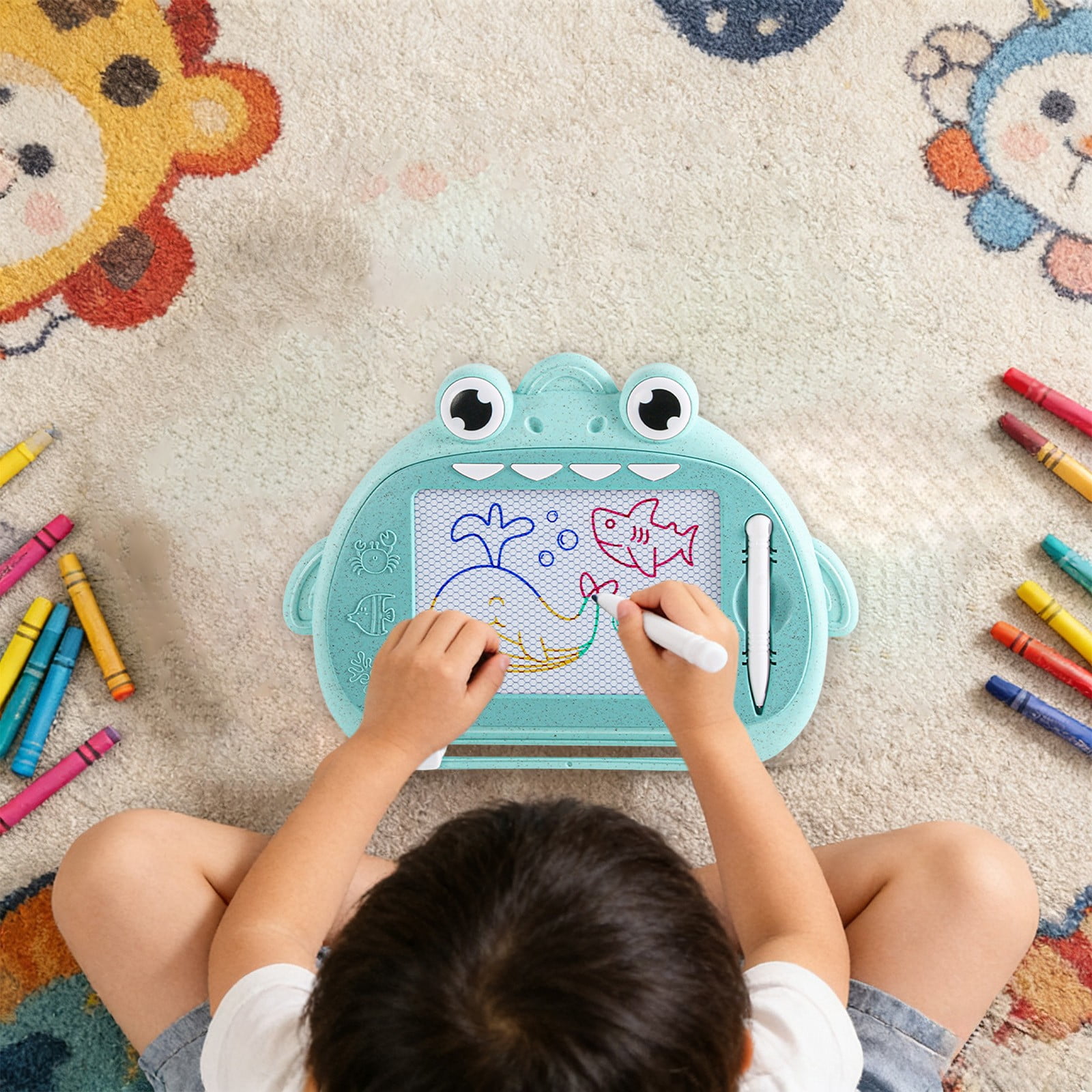 Magnetic Drawing Toy Doodle Board with Four Color Zones Shark Shaped ...