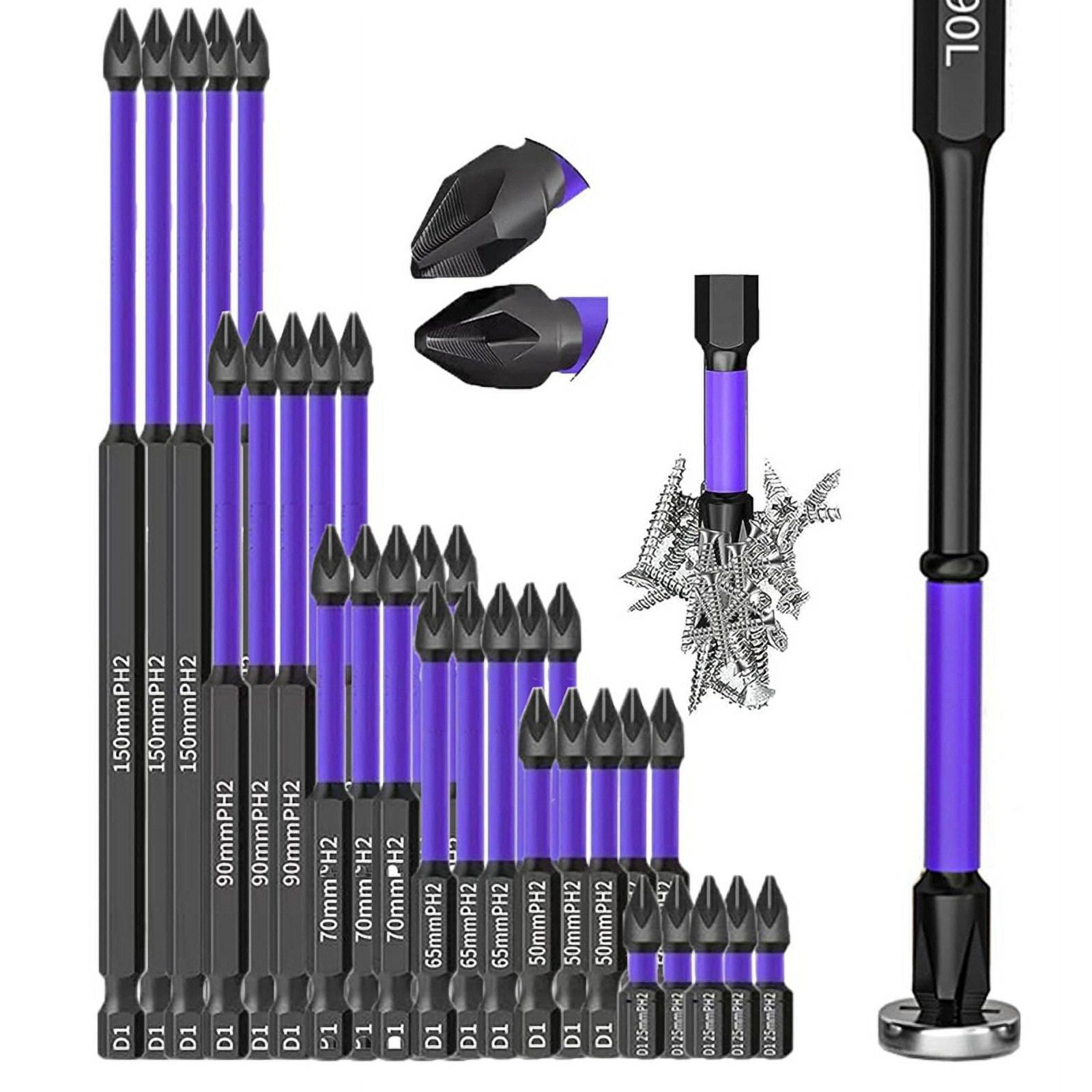 Shockproof D1 Anti-Slip Magnetic Drill Bits with Screwdriver Bits Set ...