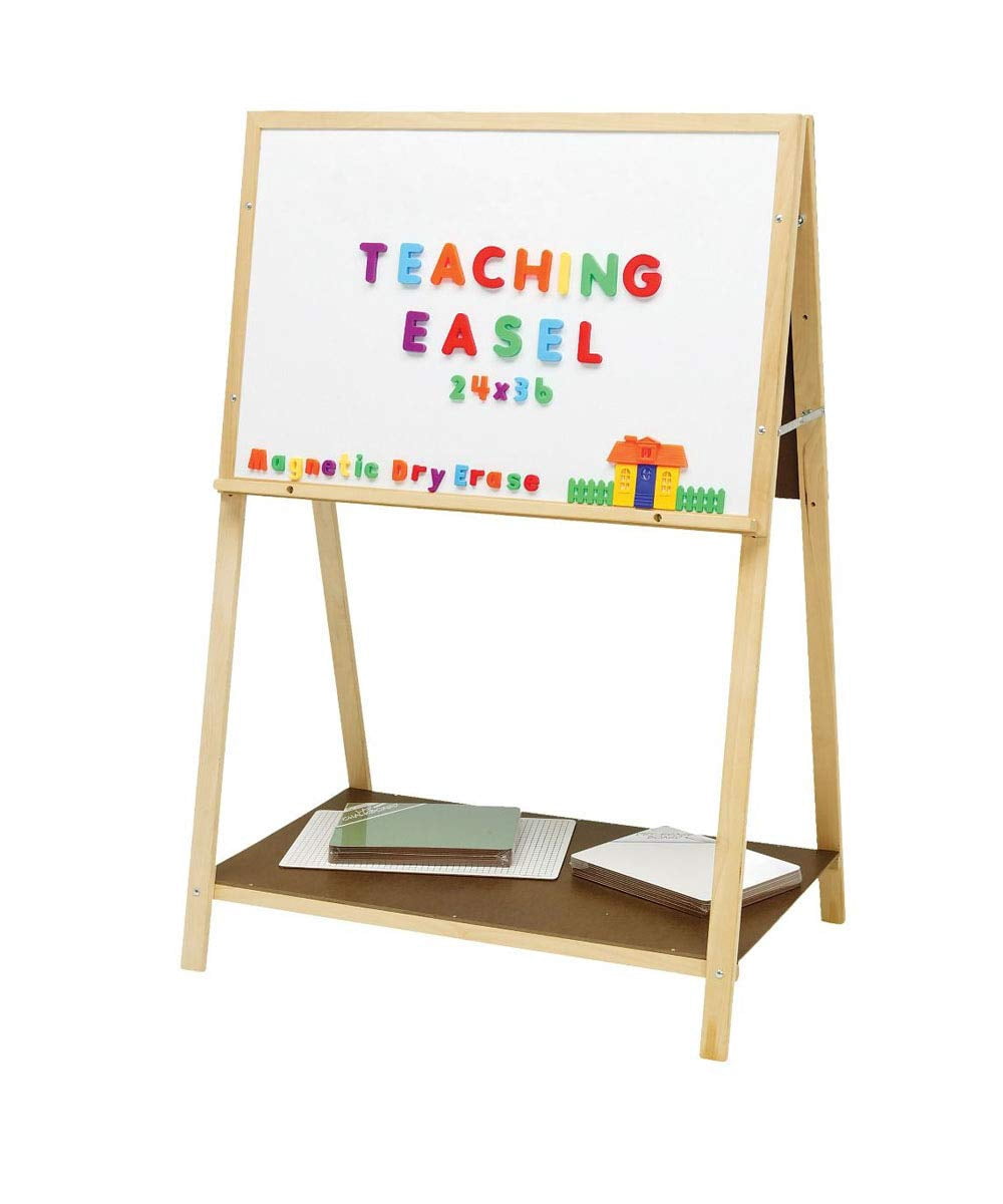 Magnetic Dry Erase Adjustable Teaching Easel, Attach Charts, Wide ...
