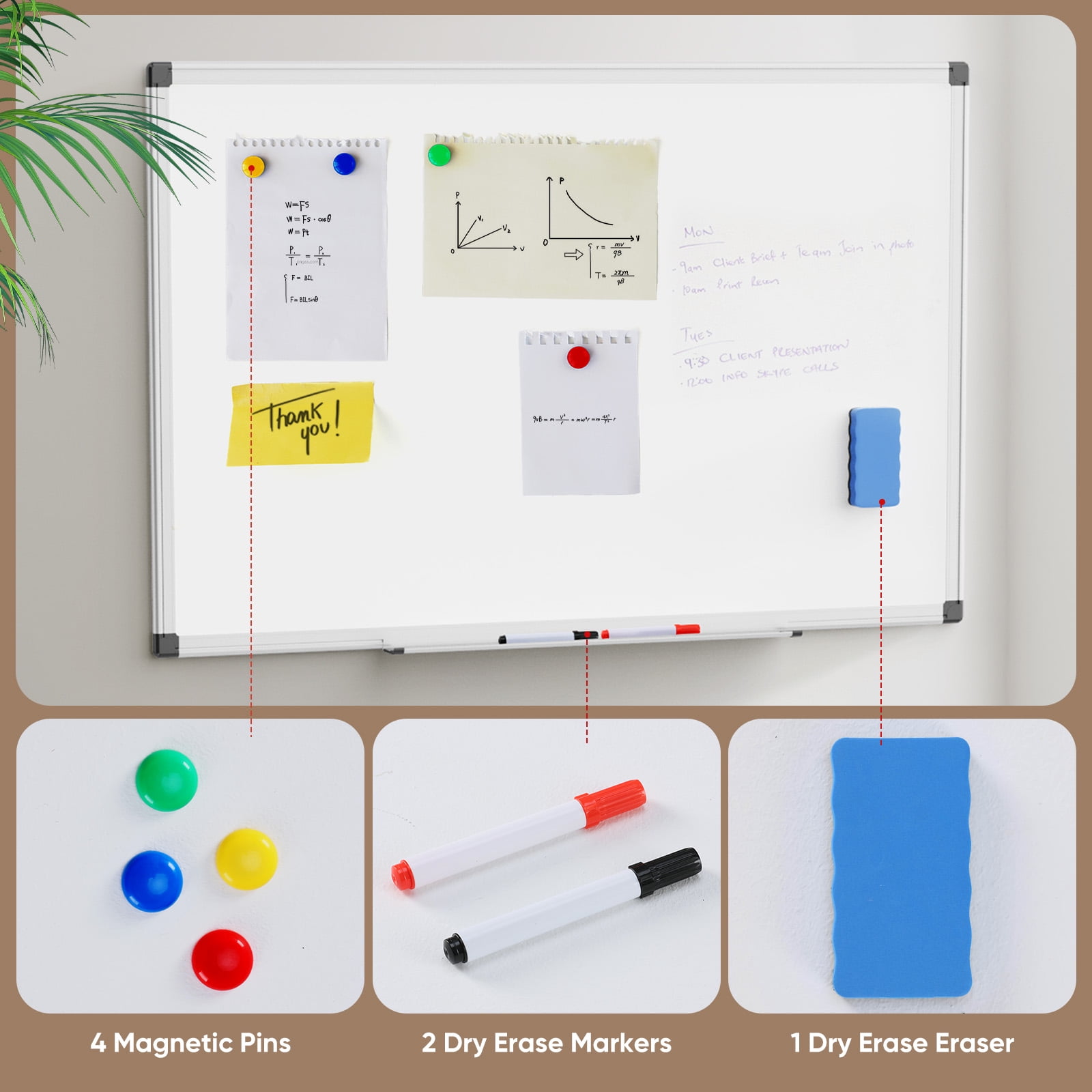 Magnetic Dry Erase Board, 36 X 24 Inches White Board for Home Office ...