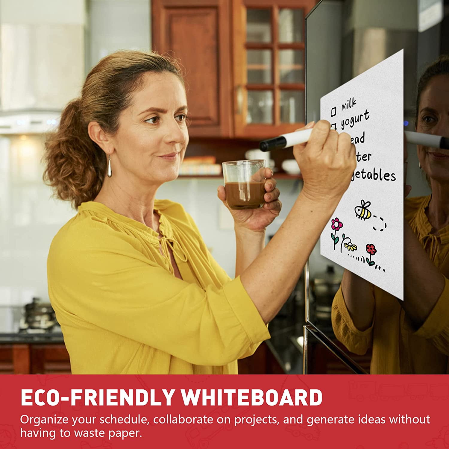 Magnetic Dry Erase Board for Fridge - 17" x 11" Stain-Resistant ...