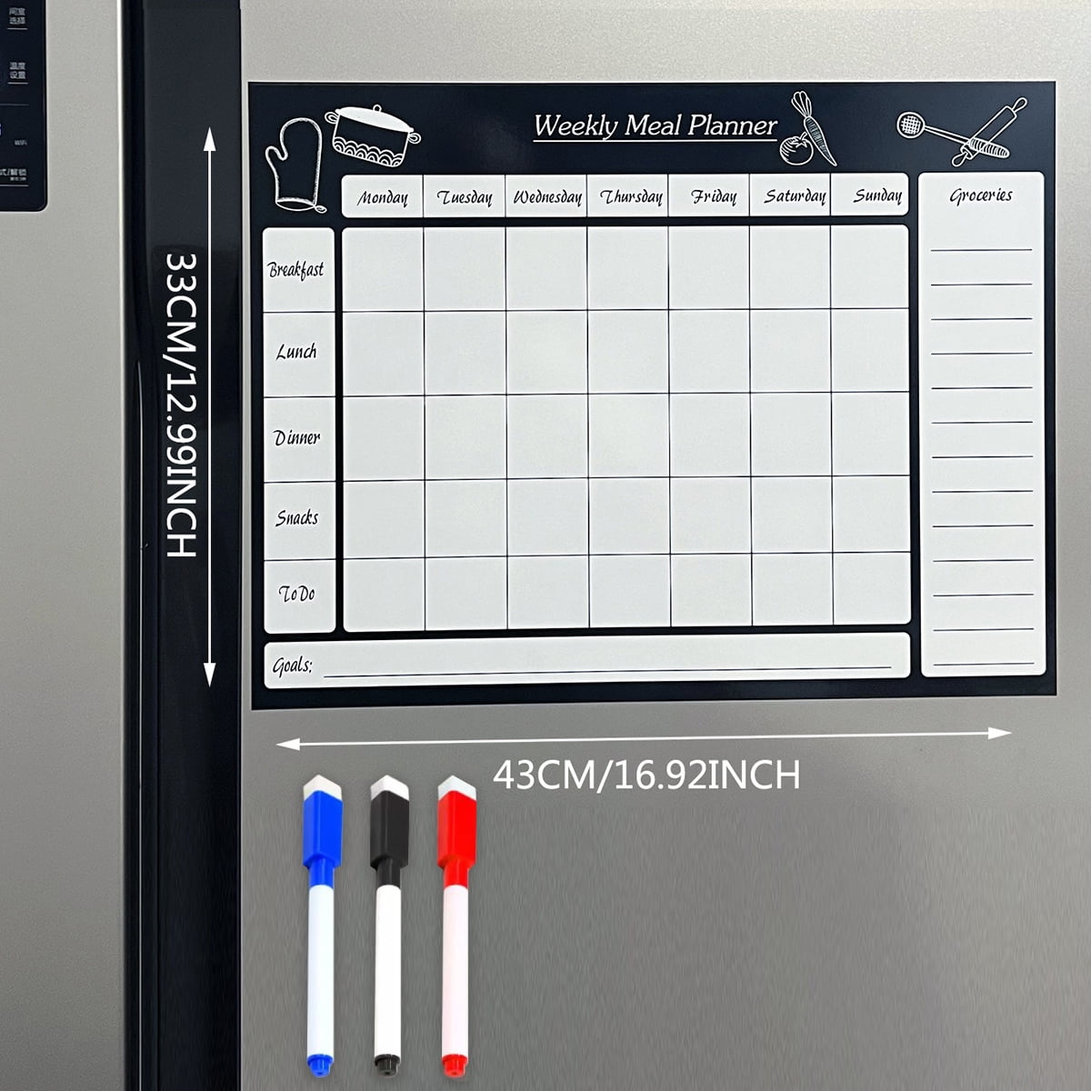 Magnetic Dry Erase Board Sheet for Fridge 1 Pack Erasable Refrigerator ...