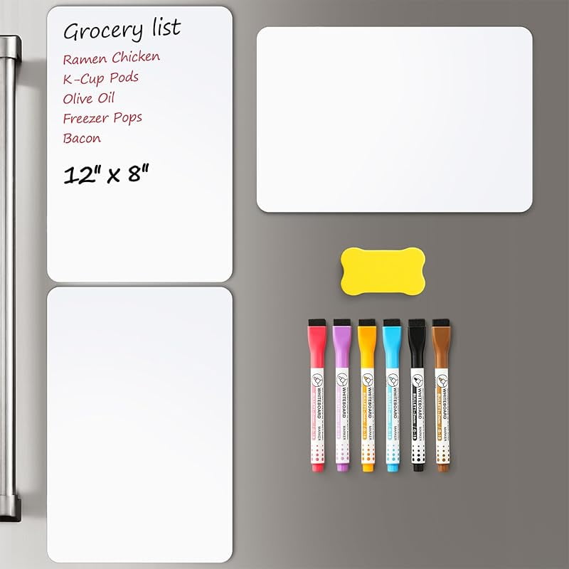 Magnetic Dry Erase Board Sheet for Fridge, 12"x8" Erasable Refrigerator ...