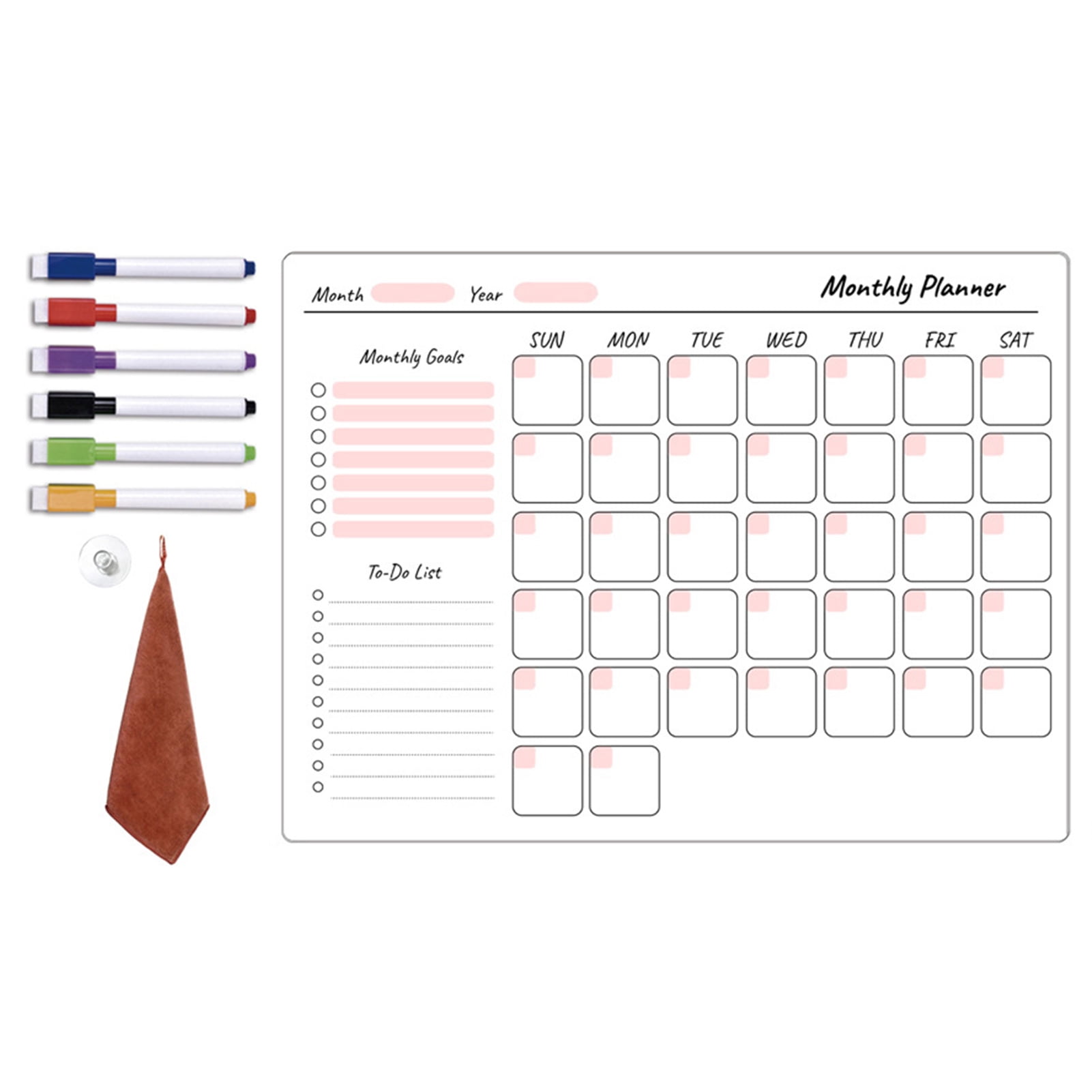 Magnetic Dry Erase Calendar | Monthly Planner Dry Erase Fridge Calendar ...