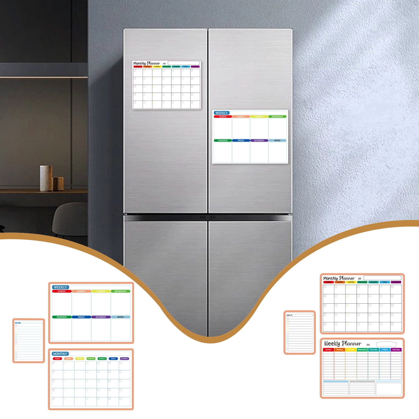 Magnetic Dry Erase Calendar Set for Refrigerator with Colored Pens and ...