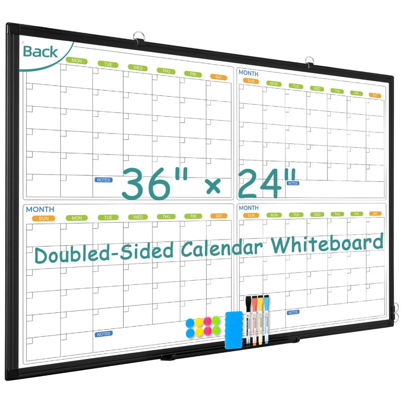 Magnetic Dry Erase Calendar Whiteboard 4 Month White Board Calendar 36 ...