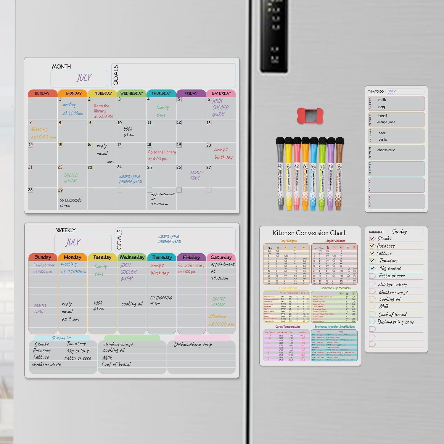 Magnetic Dry Erase Calendar Whiteboard Set (5-Pack) – Includes Monthly Planner, Weekly Planner ...
