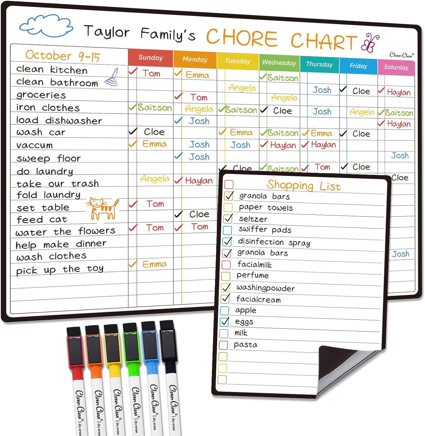 Magnetic Dry Erase Chore Chart - 14.5"x11" Chore Chart for Kids, Teens ...