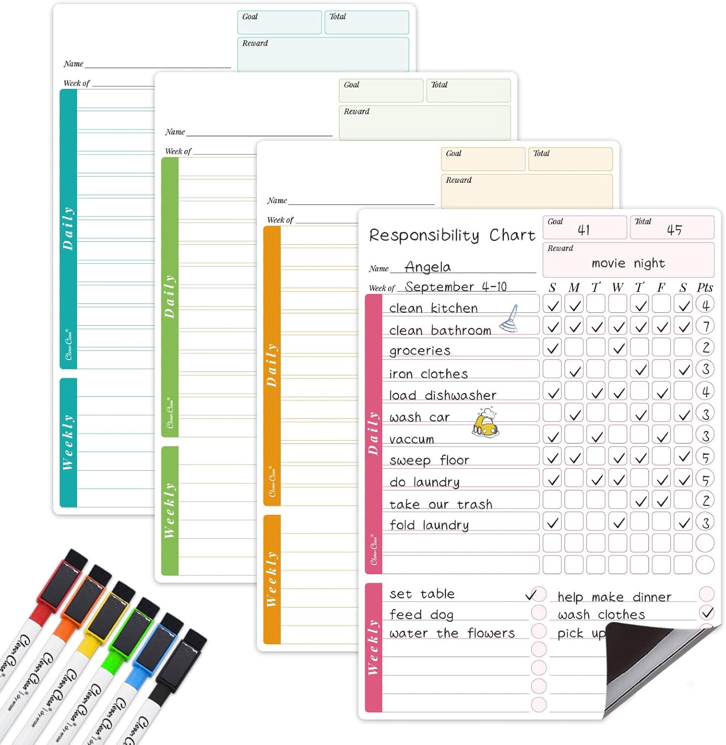 Magnetic Dry Erase Chore Chart - 8.5"x12" Behavior Responsibility ...