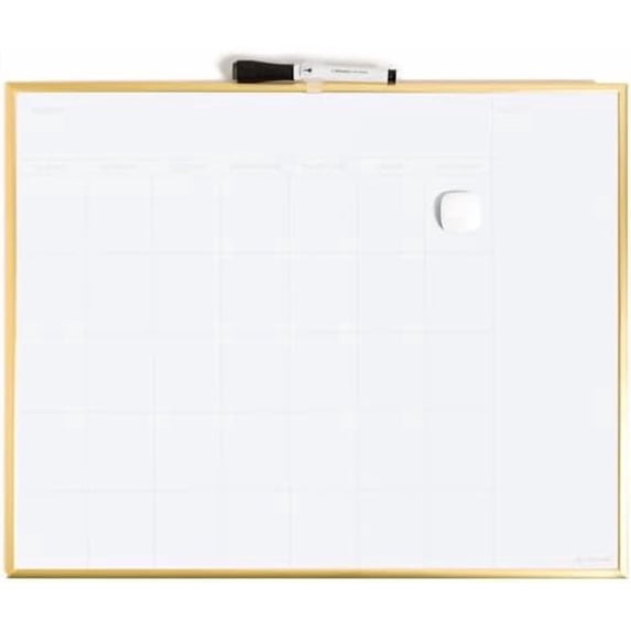 Magnetic Dry Erase Monthly Calendar Whiteboard 16" x 20", Gold Aluminum ...