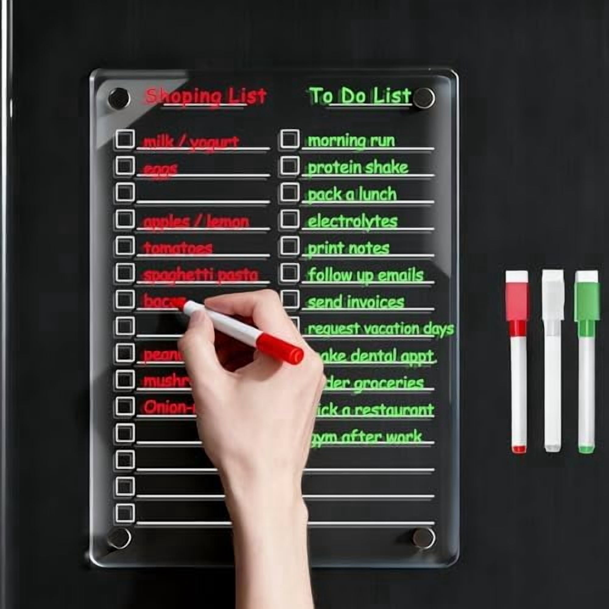 Magnetic Dry Erase to Do List Board for Fridge, 12 X 8 inch Acrylic ...