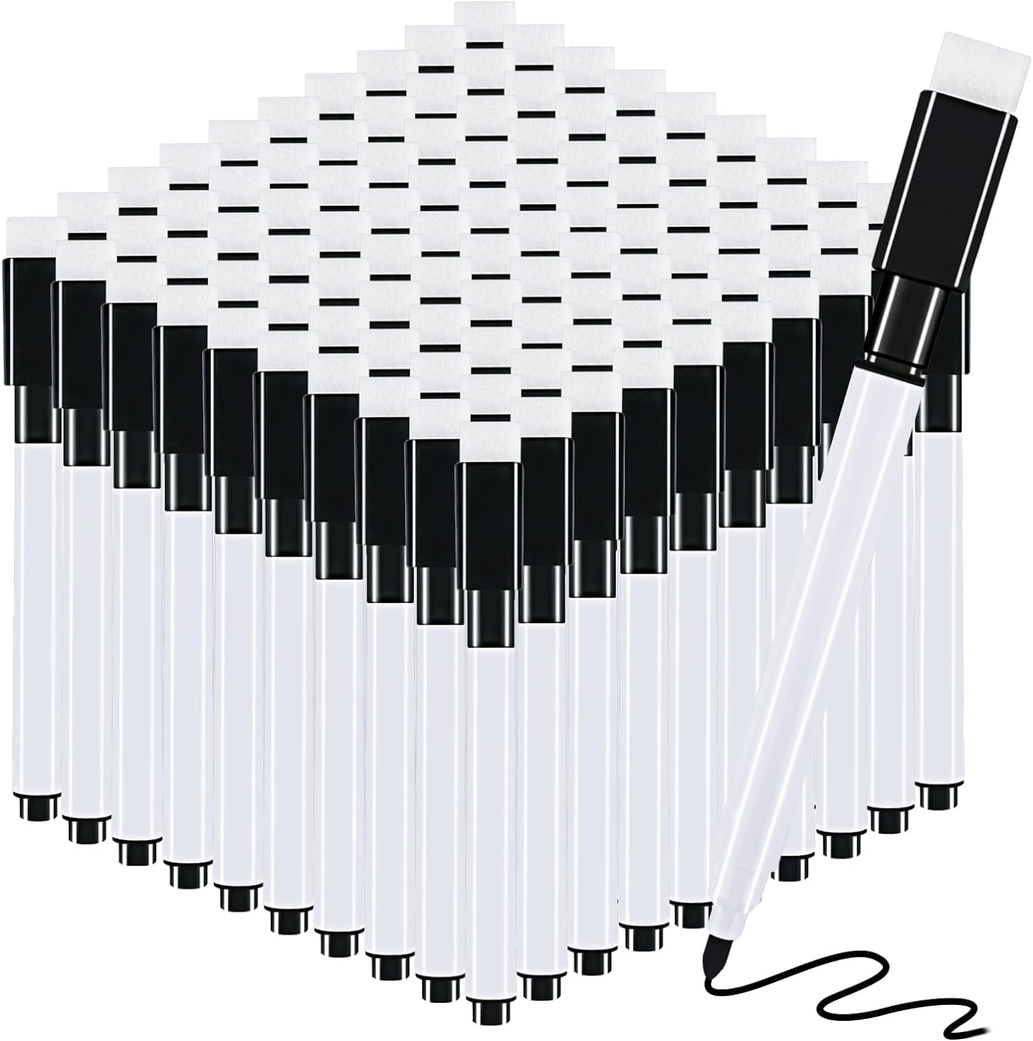 Magnetic Dry Wipe White Board Markers Pens, Black Dry Erase Marker with ...