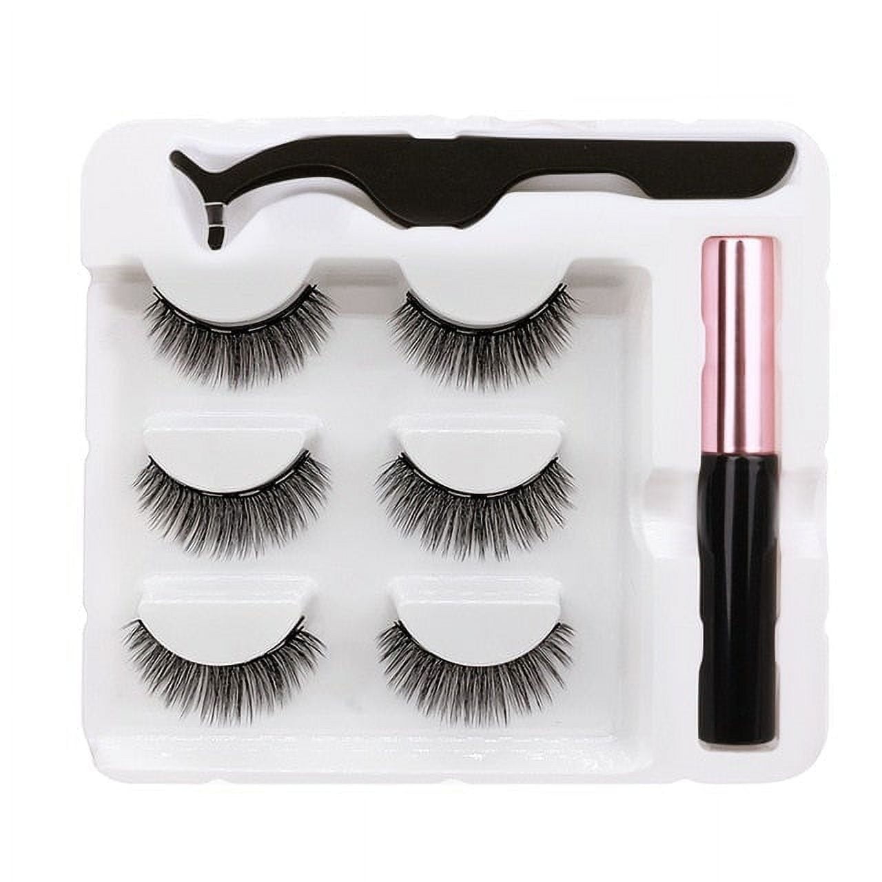 Magnetic Eyelash and Eyeliner Set - 3 Pair of Lashes With Tweezers ...