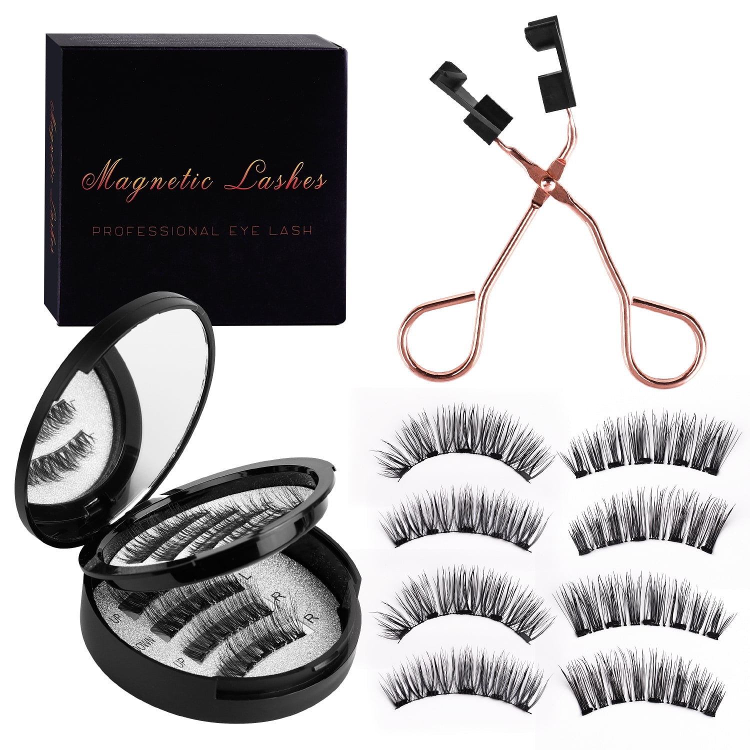 Magnetic Eyelashes, 4 Pairs Reusable Magnetic Lashes With Applicator ...