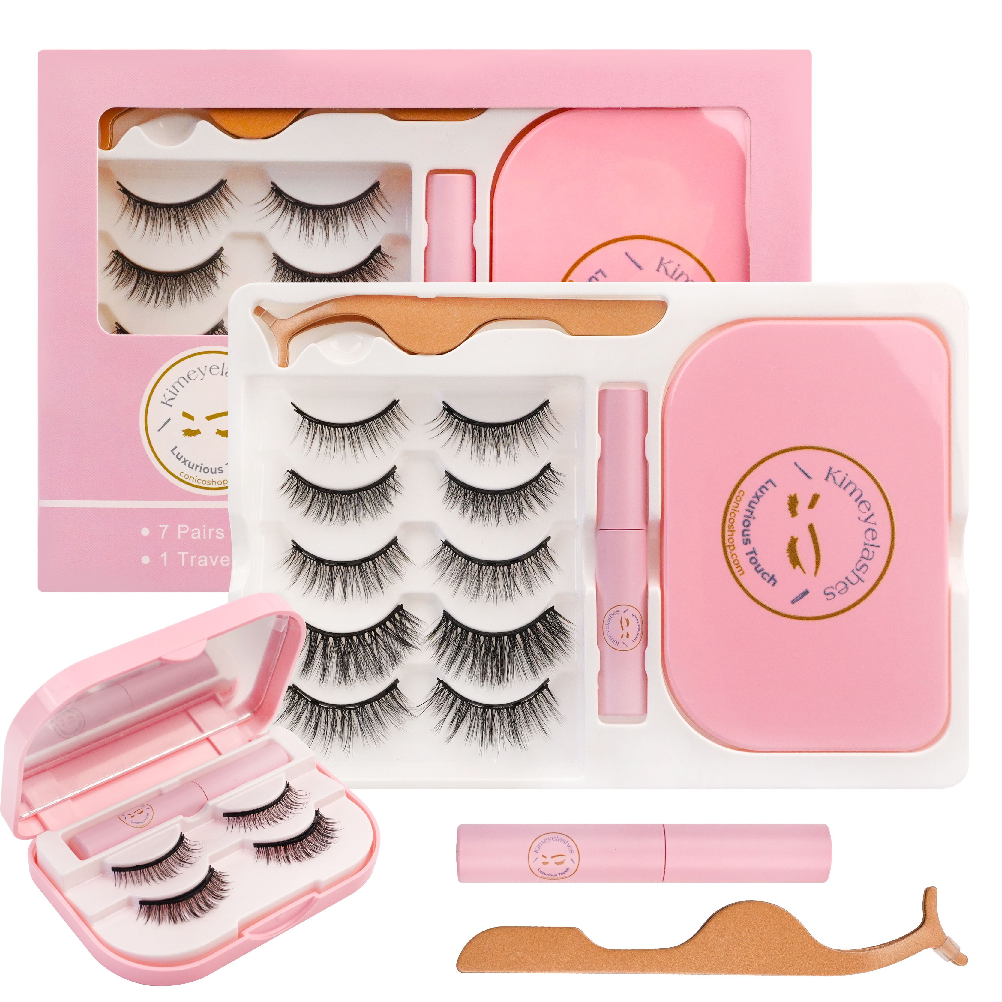Magnetic Eyelashes and Eyeliner Kit 3D 10D Natural Look, Wispy, Cat Eye ...