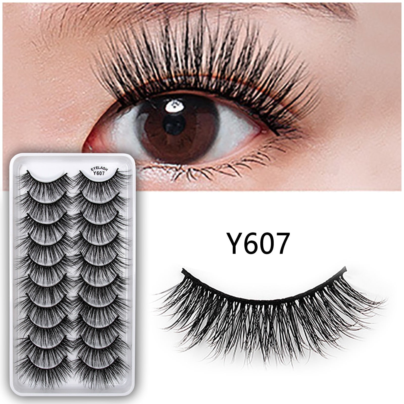 Magnetic Eyelashes False Eyelashes Faux Mink Lashes Pack 10 Pairs 8D ...