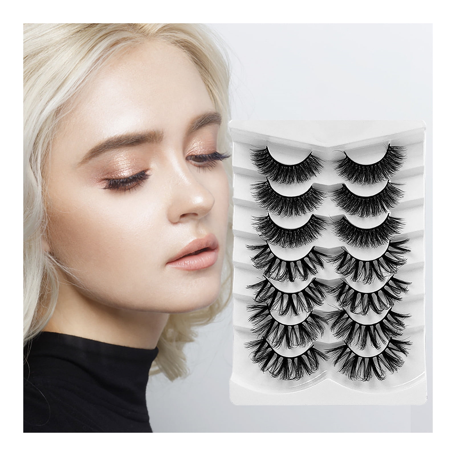 Magnetic Eyelashes False Eyelashes Faux Mink Lashes Pack 7 Pairs 8D ...