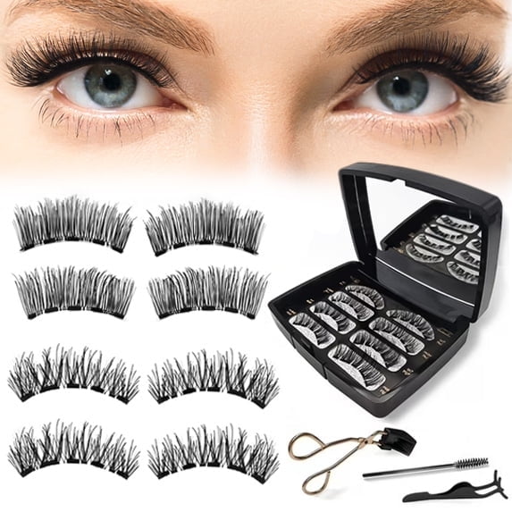 Mochiby Magnetic Eyelashes, Reusable Dual Magnetic Fake Eyelashes with ...