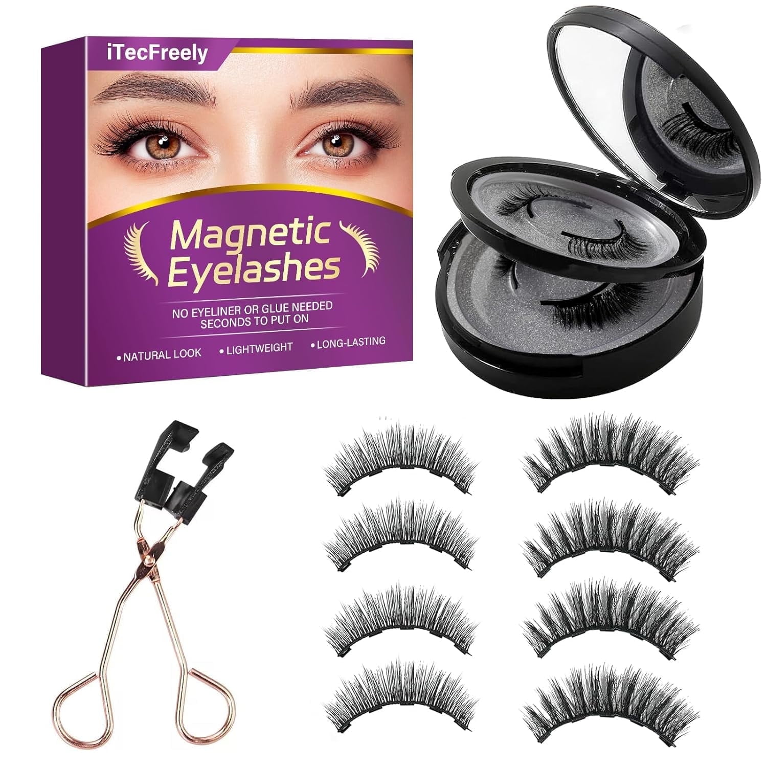 O-CONN Magnetic Eyelashes, Lightweight False Lashes, Waterproof ...