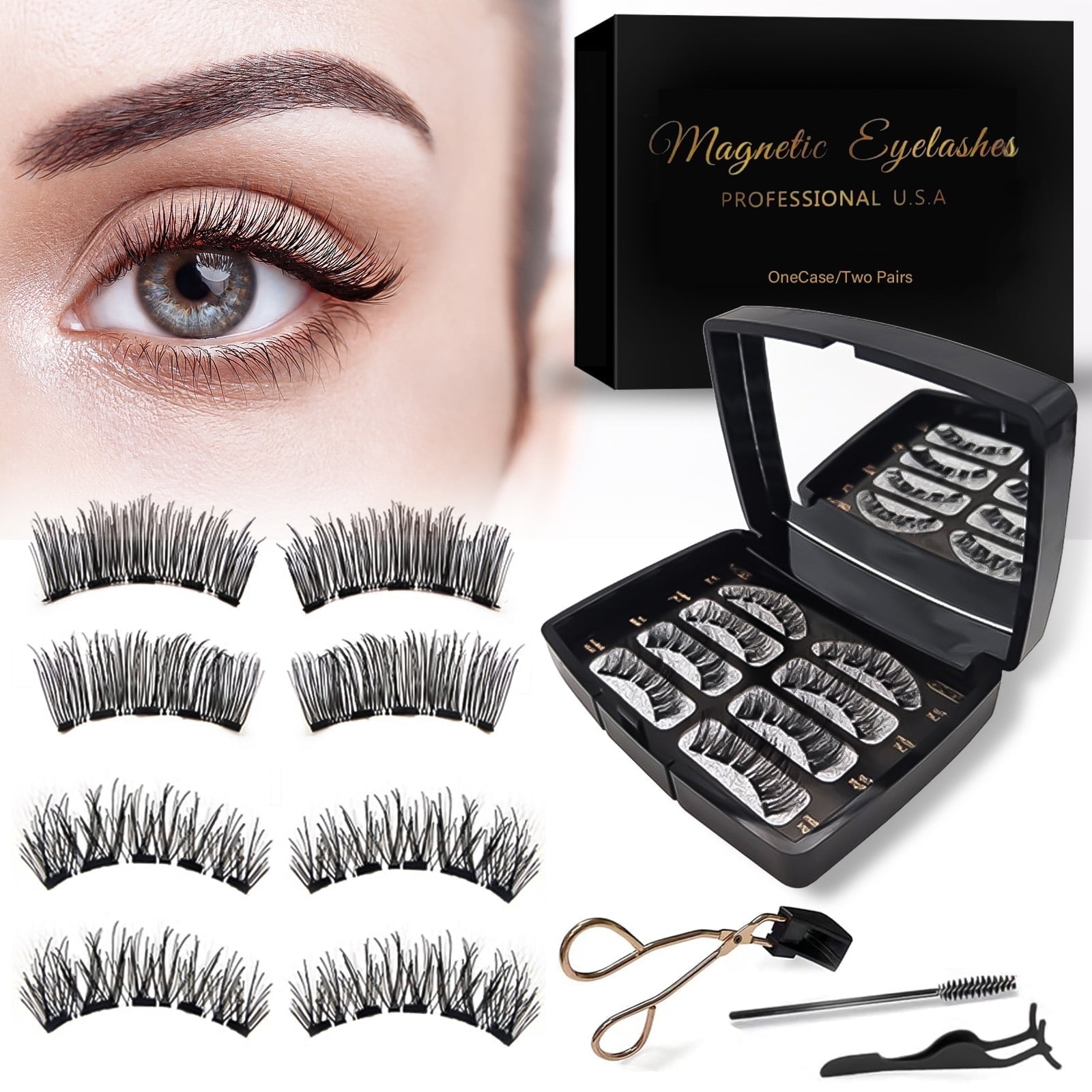MGDYSS Magnetic Eyelashes with Applicator Reusable Fake Lashes No Glue ...