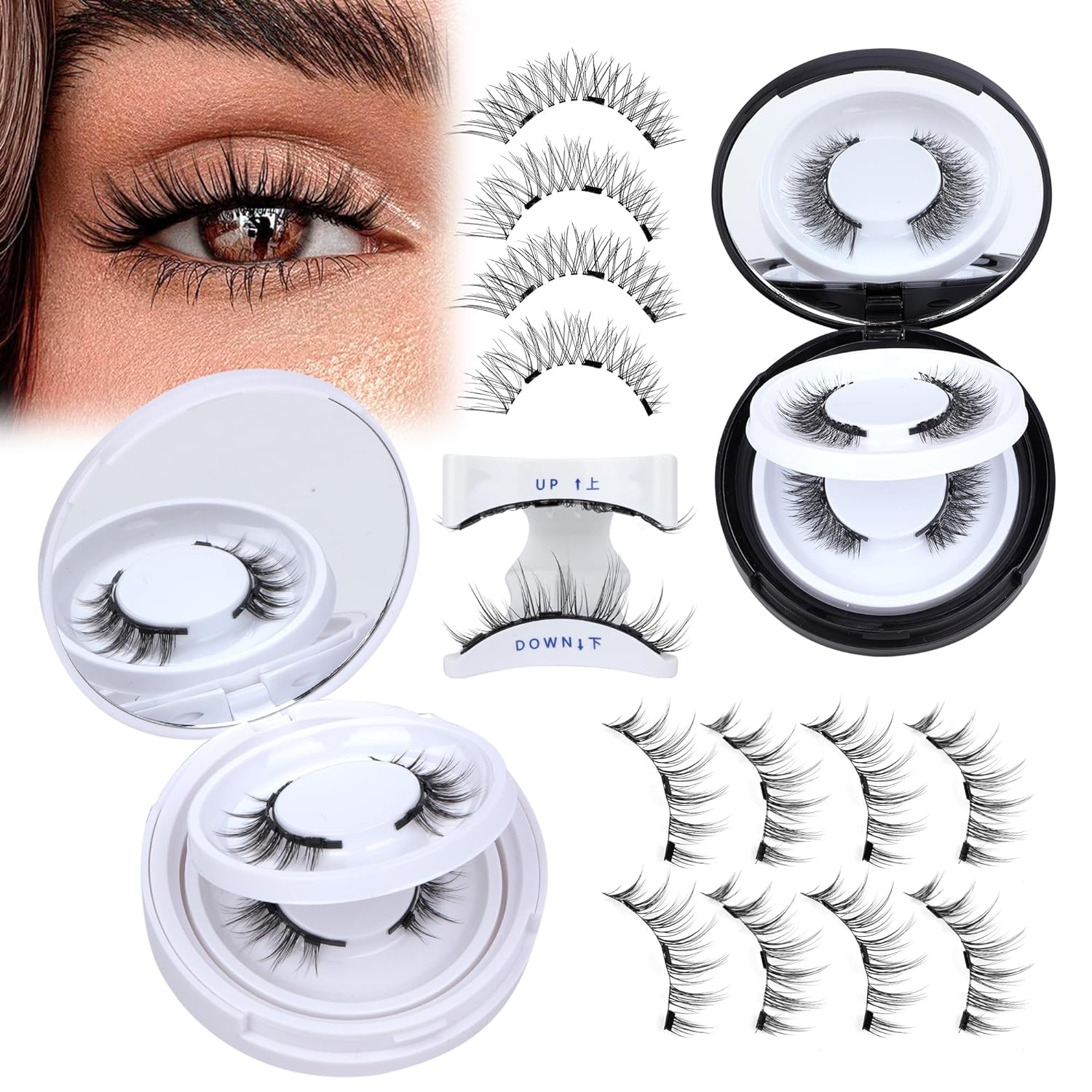 Magnetic Eyelashes without Eyeliner Natural Look Clear Band Wispy ...